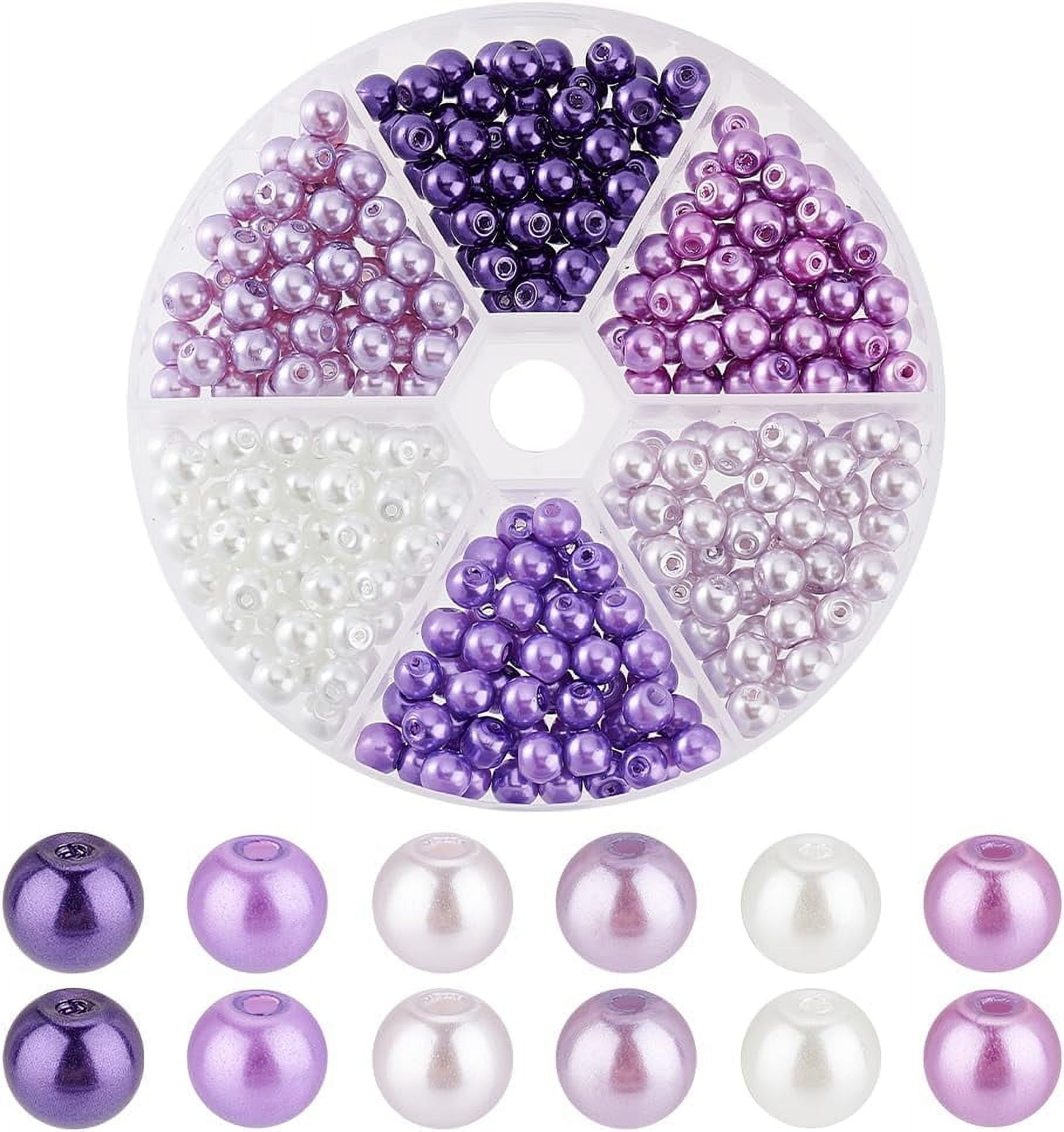 1 Set 300pcs 6 Colors 6mm Glass Pearl Beads Round Purple Pearls Small ...