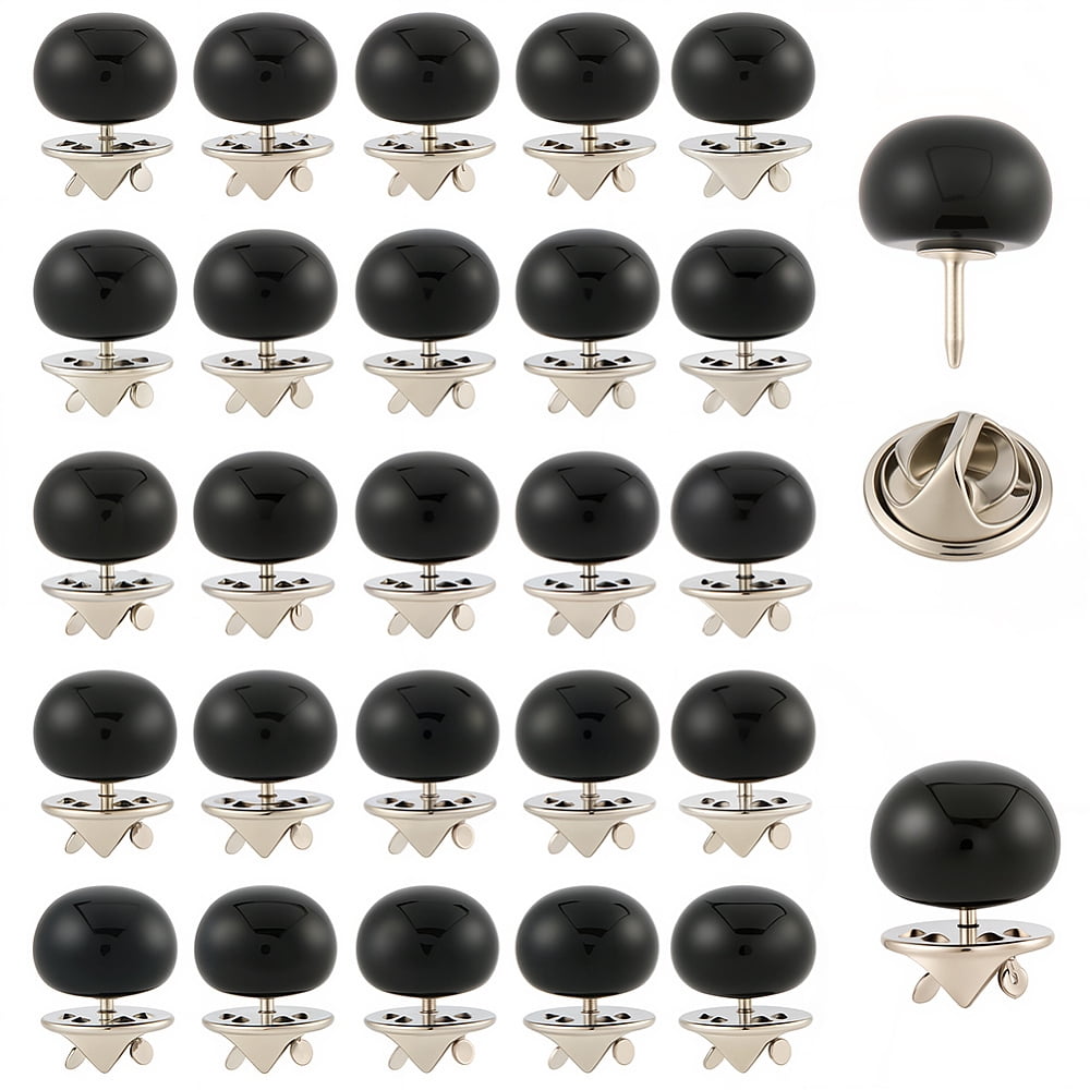 1 Set 30Pcs Imitation Pearl Brooches with Iron Findings Round Black ...