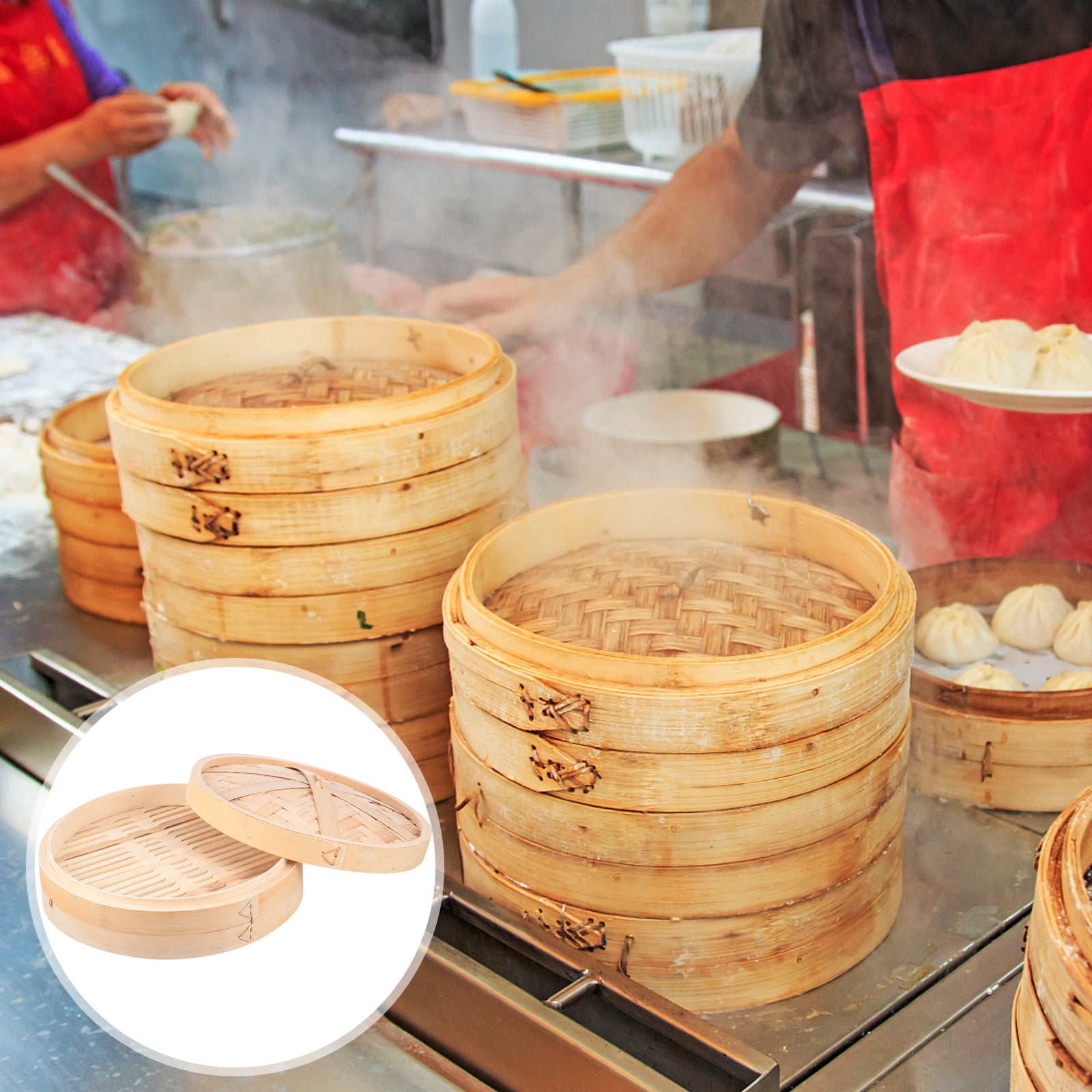 1 Set 30cm Steamer with Lid Traditional Healthy Chinese Steamer Basket ...