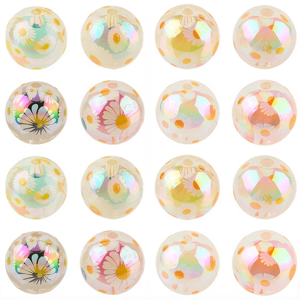 1 Set 32Pcs 8 Colors Printed Transparent Acrylic Beads Bead in Bead ...