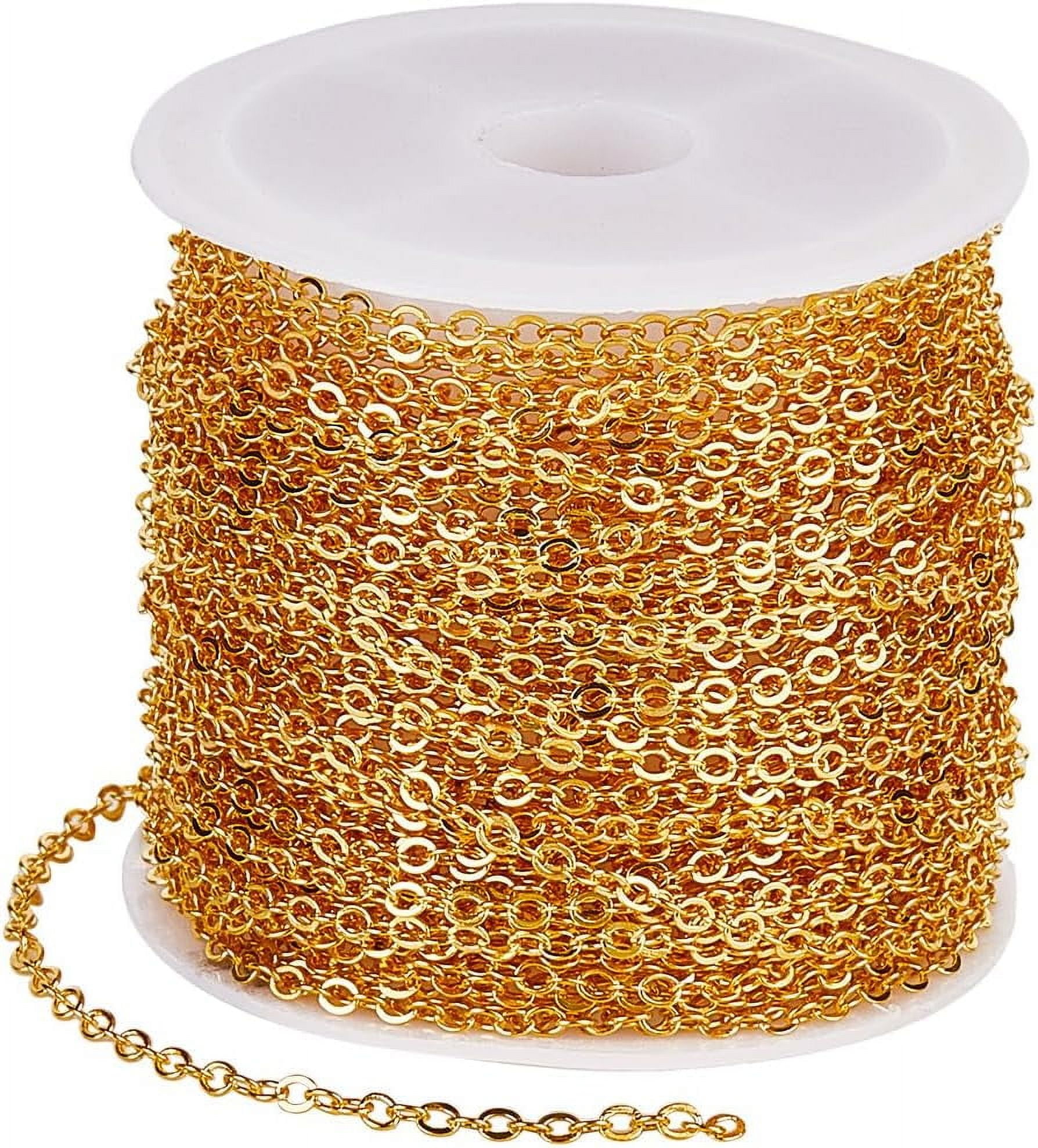 1 Set 33 Feet/10M Gold Cable Chain Brass Chains Bulk 2 x 2.5mm Metal ...