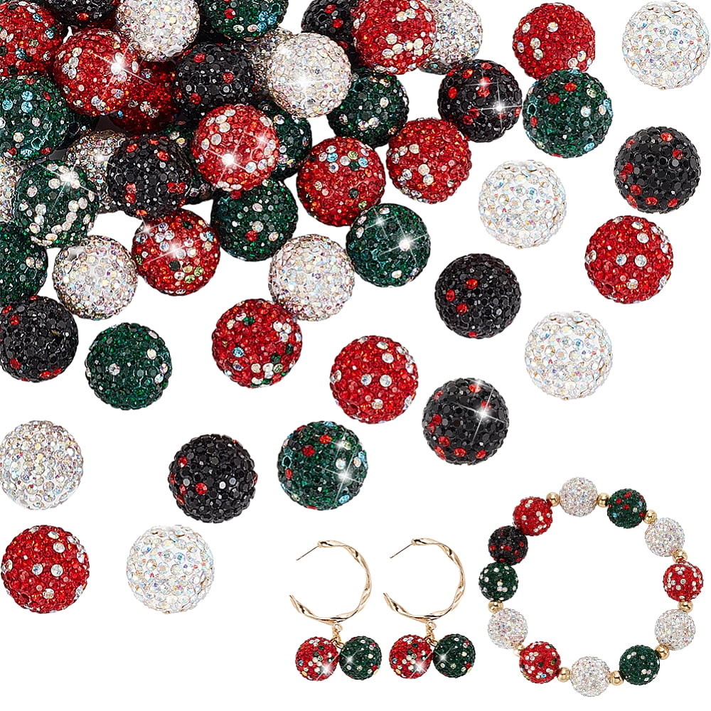 1 Set 36Pcs 6 Colors Rhinestone Clay Pave Beads Round Mixed Color 16mm ...