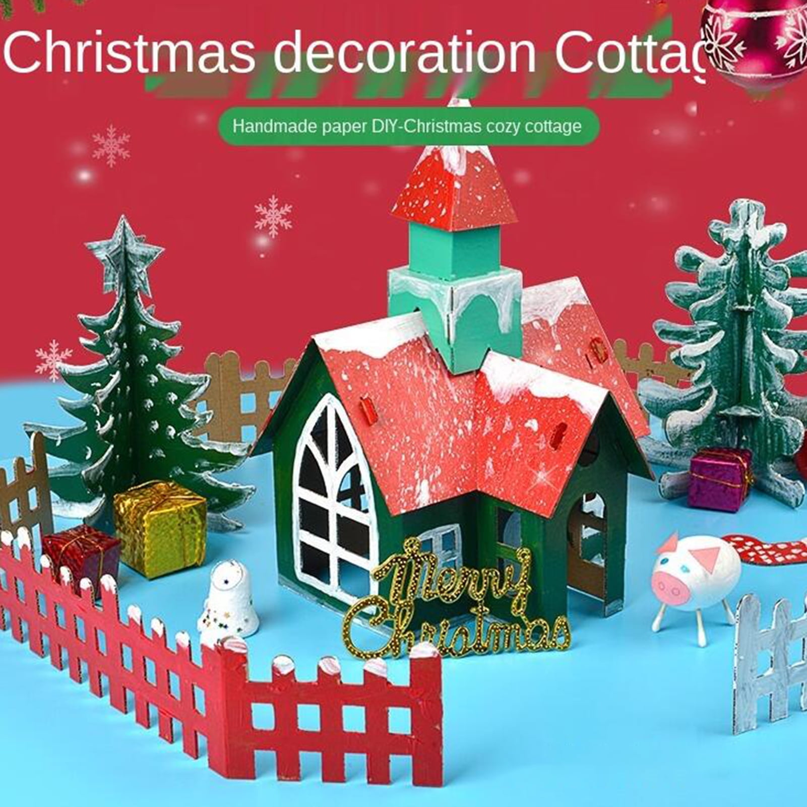 1 Set 3D Effect Decorative DIY Assembly Kit Paper LED Lovely House ...