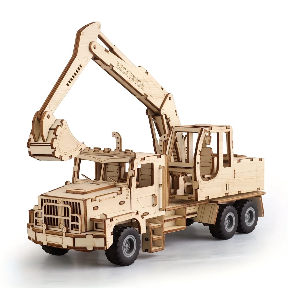 1 Set 3D Wooden Excavator Puzzle Kit-3D Wooden Puzzles for Teens and ...