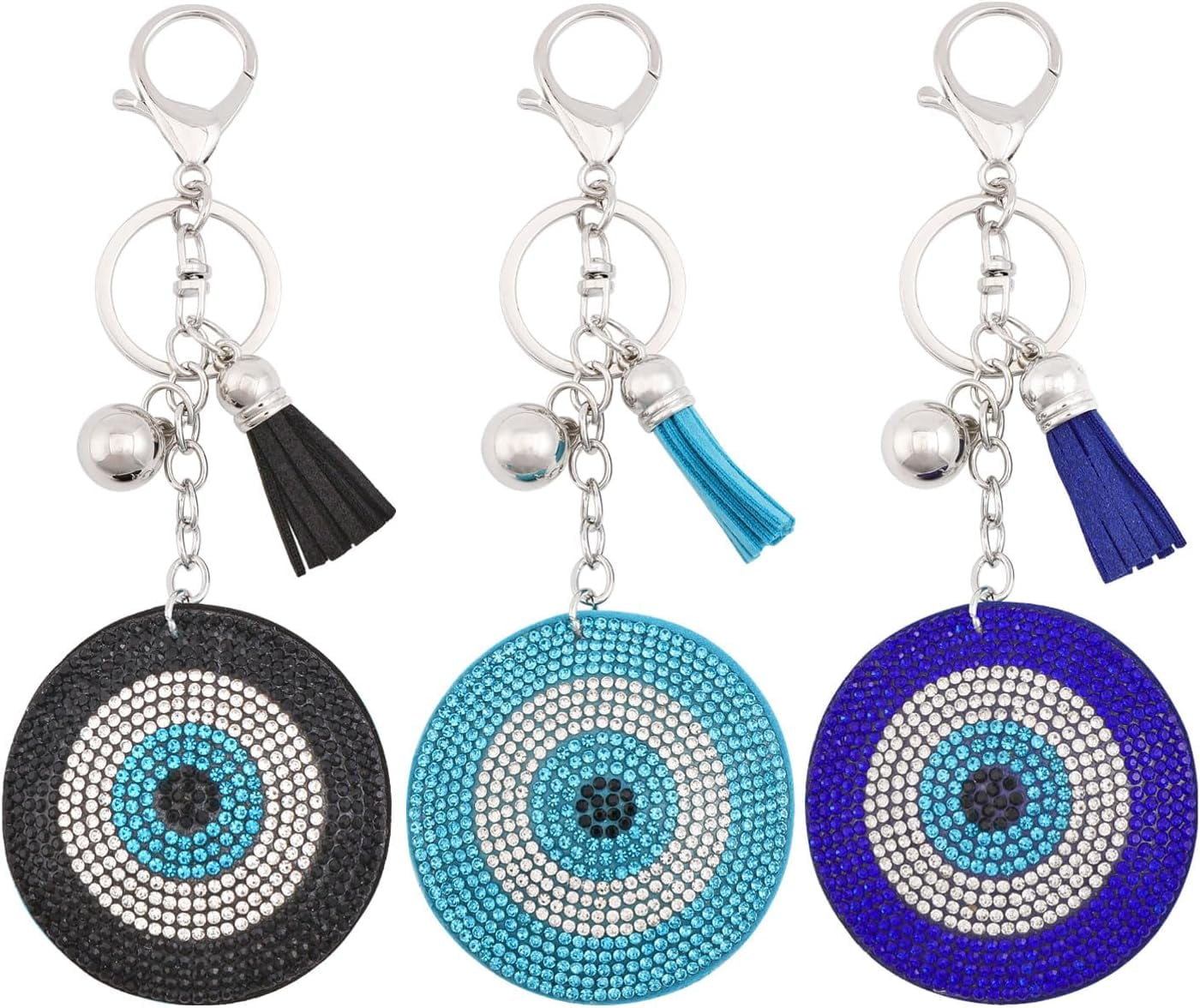 1 Set 3Pcs 3 Colors Eye Keychains for Car Keys Eye Rhinestone Pendant ...
