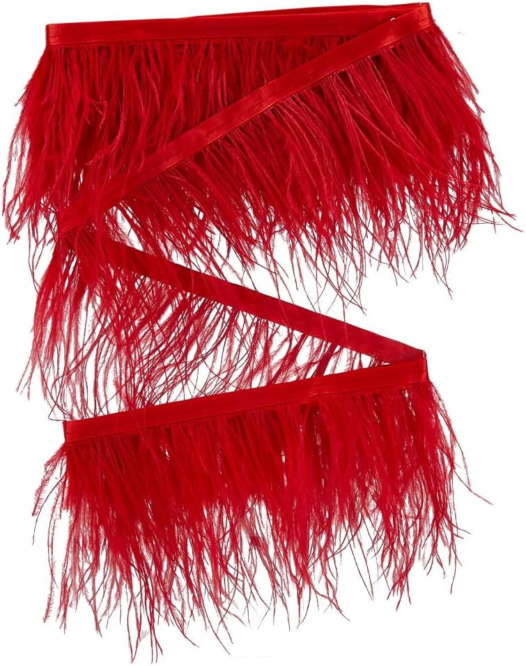 1 Set 3m Ostrich Feather Fringe Trim 10-15cm Width Fluffy Ostrich ...
