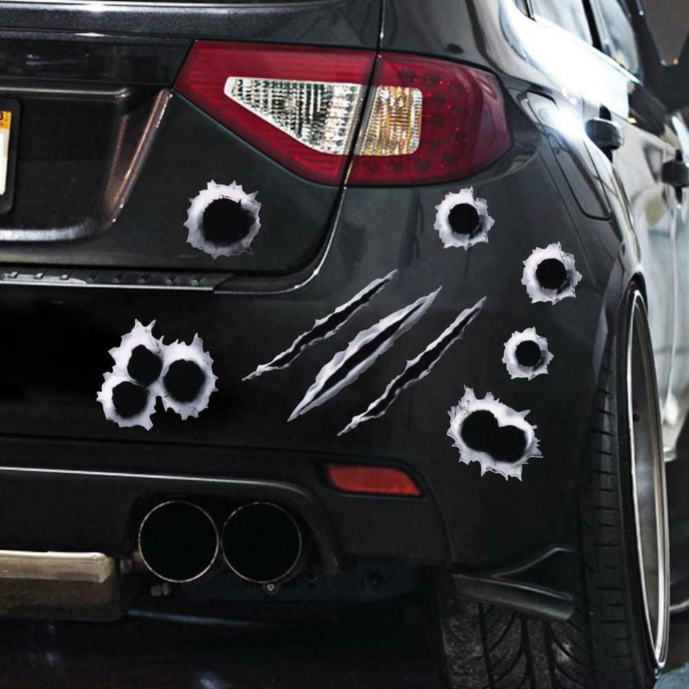 1 Set(3pcs) Car Stickers 3D Bullet Hole Auto Motorcycle Scratch ...