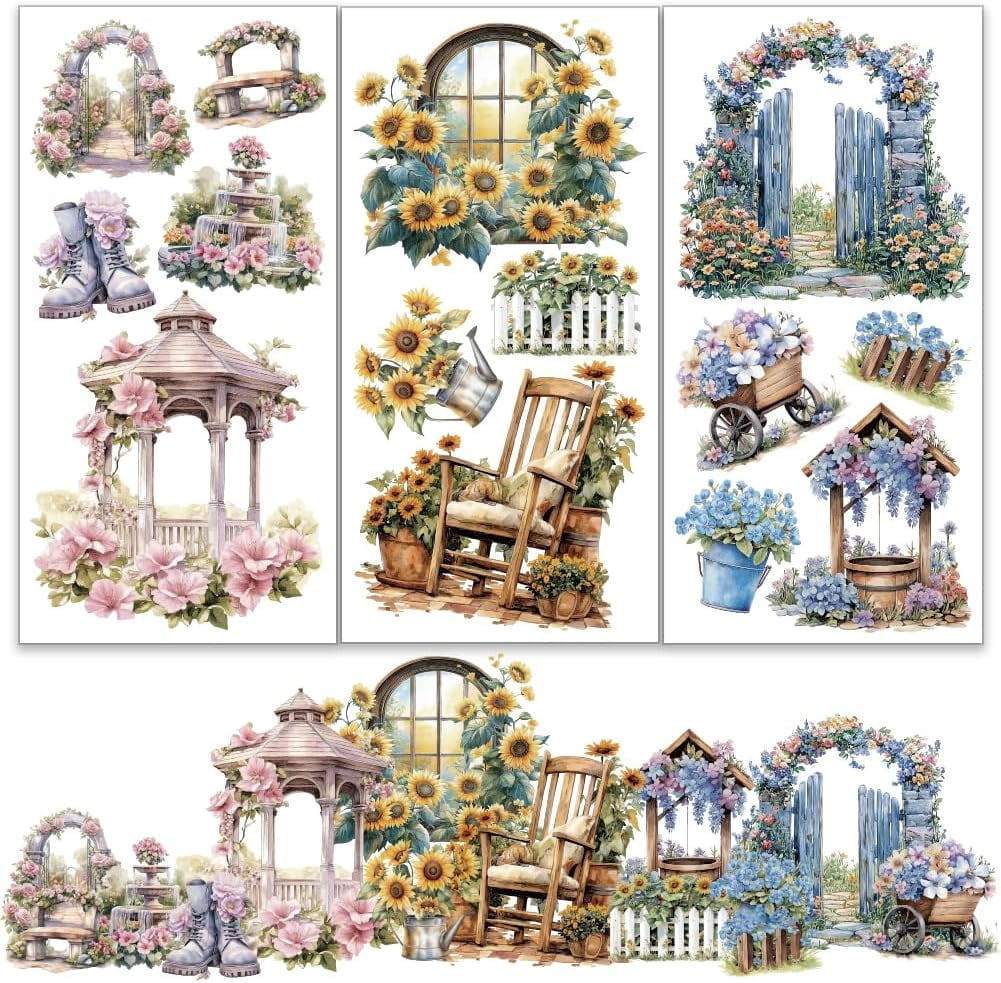 1 Set 3pcs/Set Spring Courtyard Rub on Transfers for Furniture and ...