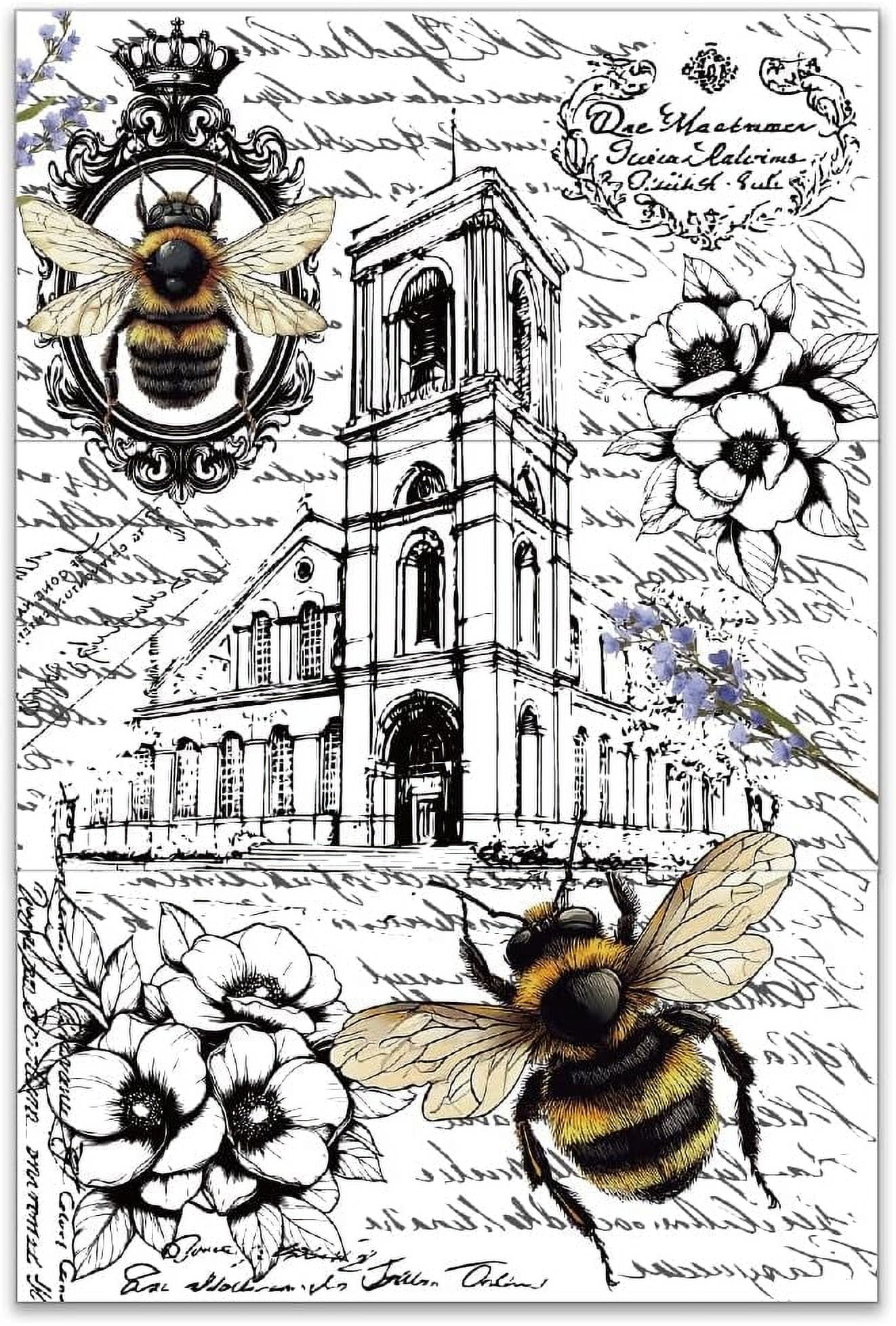 1 Set 3pcs/Set Vintage Bee Rub on Transfers for Furniture and Crafts ...