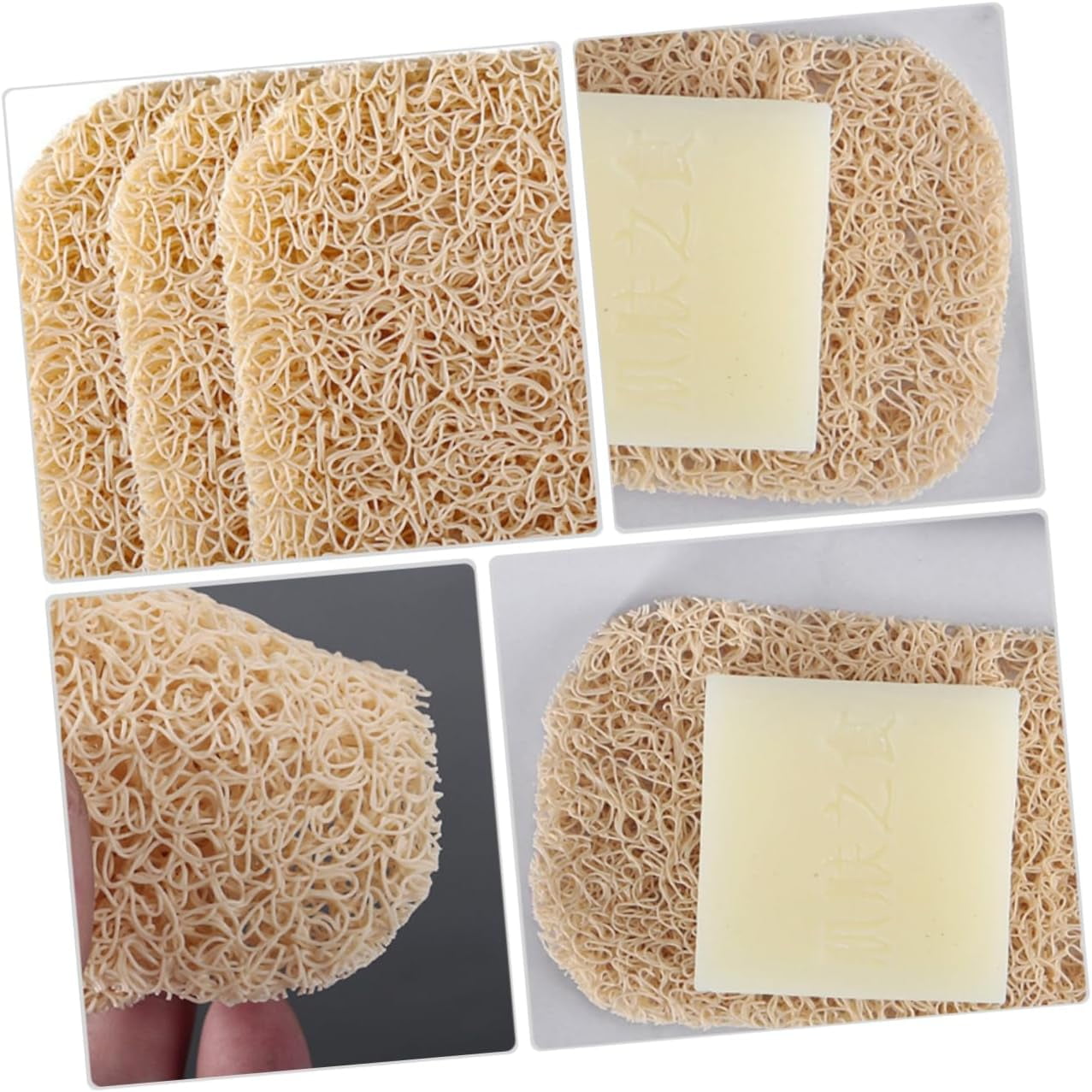1 Set 3pcs Soap Pad PVC Soap Tray Soap Storage Rack Soap Saver Beige ...