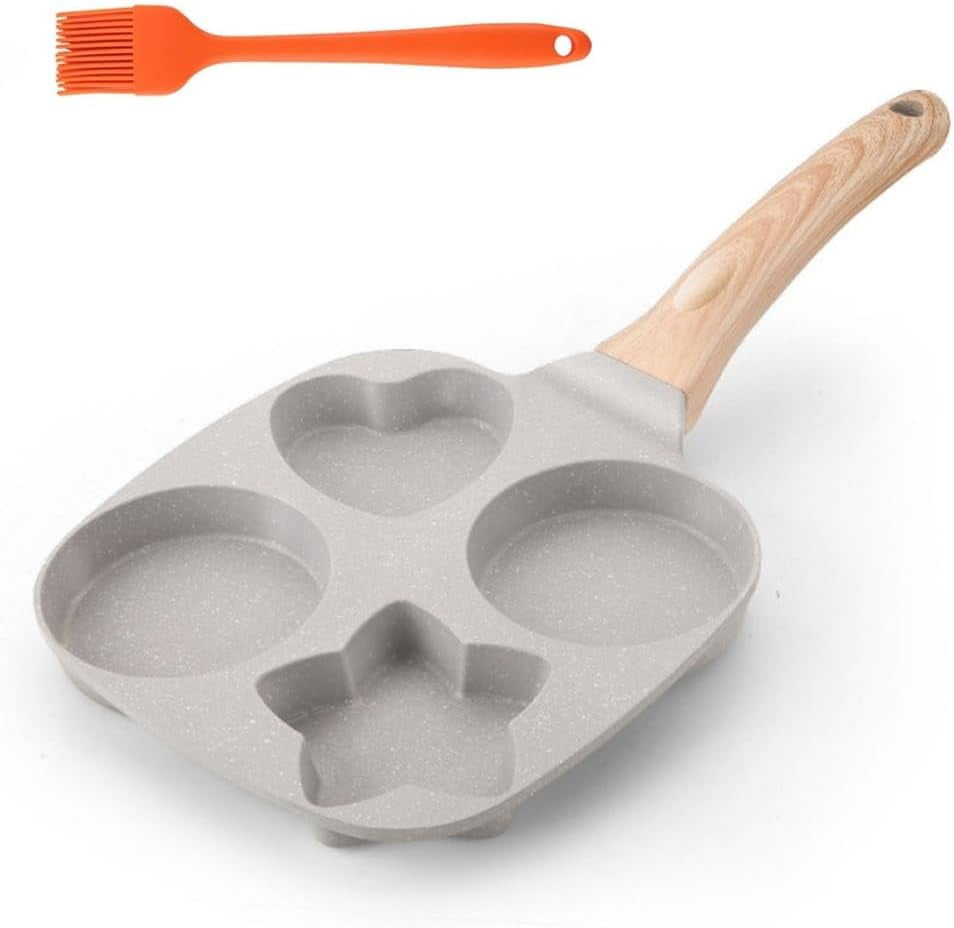 1 Set 4 Hole Skillet with Handle, Multi-Purpose Divided Frying Egg Pans ...