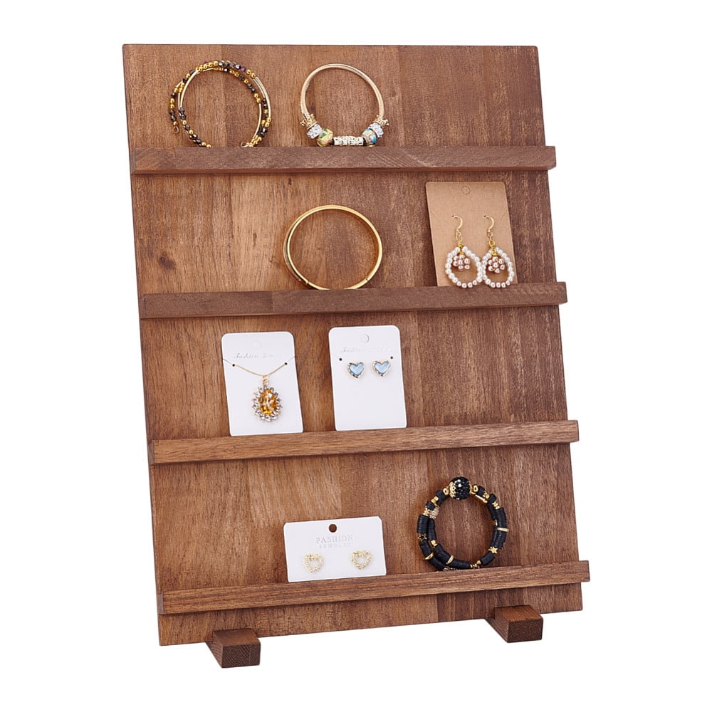 1 Set 4 Layer Wood Display Stands Rectangle Jewelry Organizer Holder ...