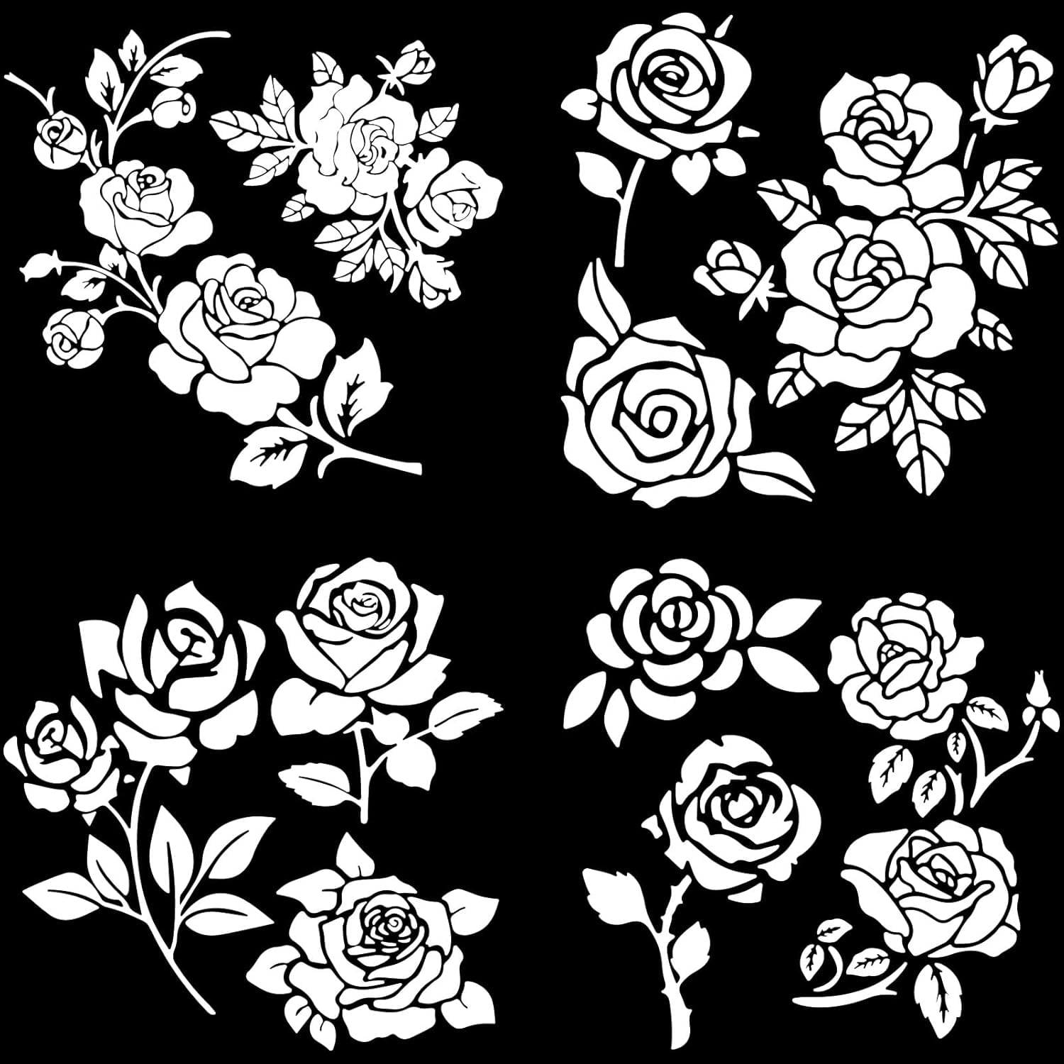 1 Set 4 Packs Rose Car Decal White Car Window Sticker Rose Flower Car ...
