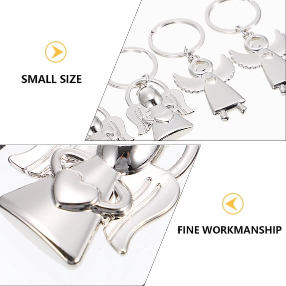 1 Set 4 Pcs Mother's Day Gifts Heart Angel Key Chains Lovely Angel Key ...