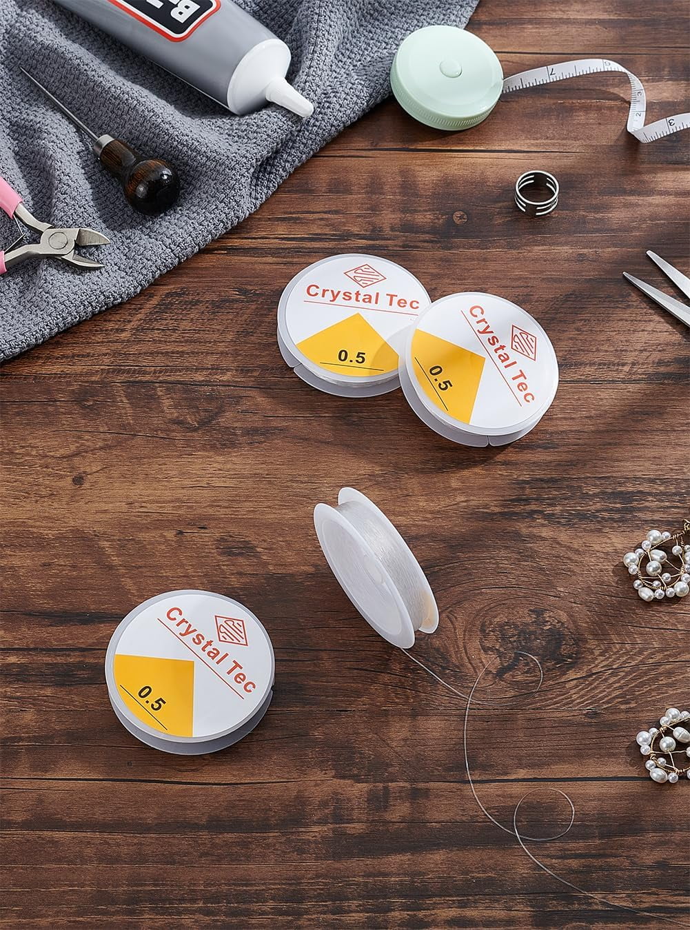 1 Set 4 Rolls 60M 0.5mm Clear Elastic Cord Transparent Elastic Bead ...