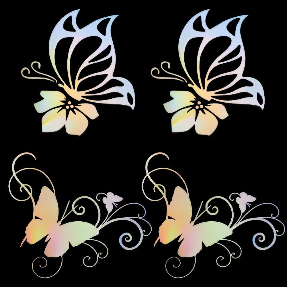 1 Set 4 Sheet Butterfly Car Decal Set Butterflies Kissing Hibiscus ...