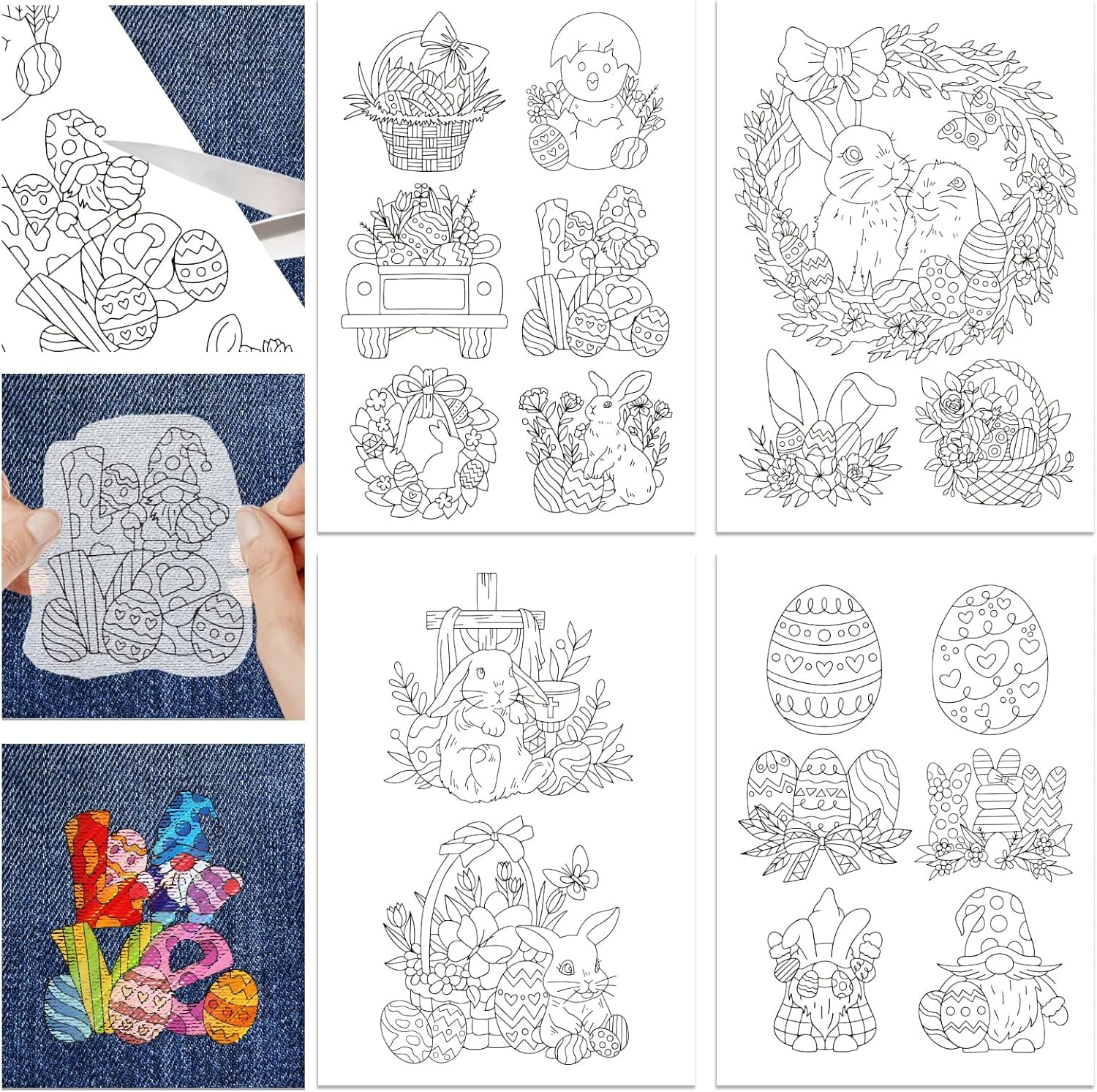1 Set 4 Sheets 11.6x8.2 Inch Stick and Stitch Embroidery Patterns Non ...
