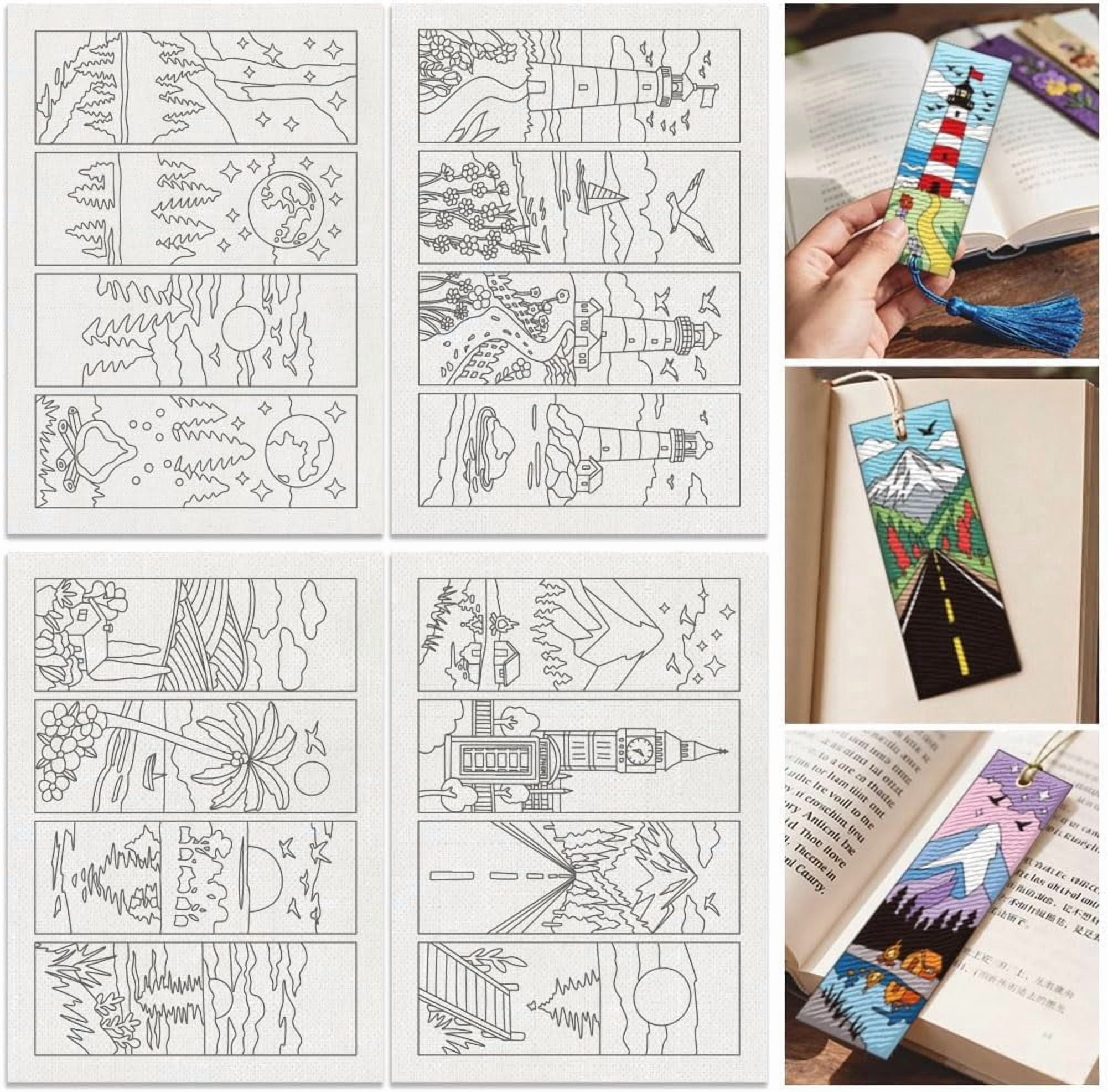 1 Set 4 Sheets Cloth Stick and Stitch Embroidery Patterns Fabrics Water ...