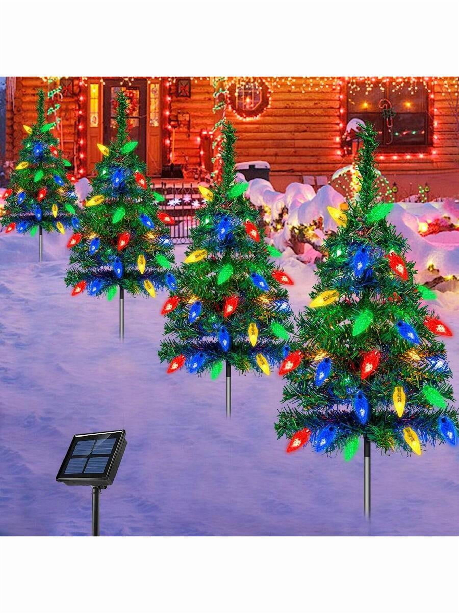 (1 Set Of 4 Solar Tree Lights) Holiday Decorations, Outdoor Courtyard ...