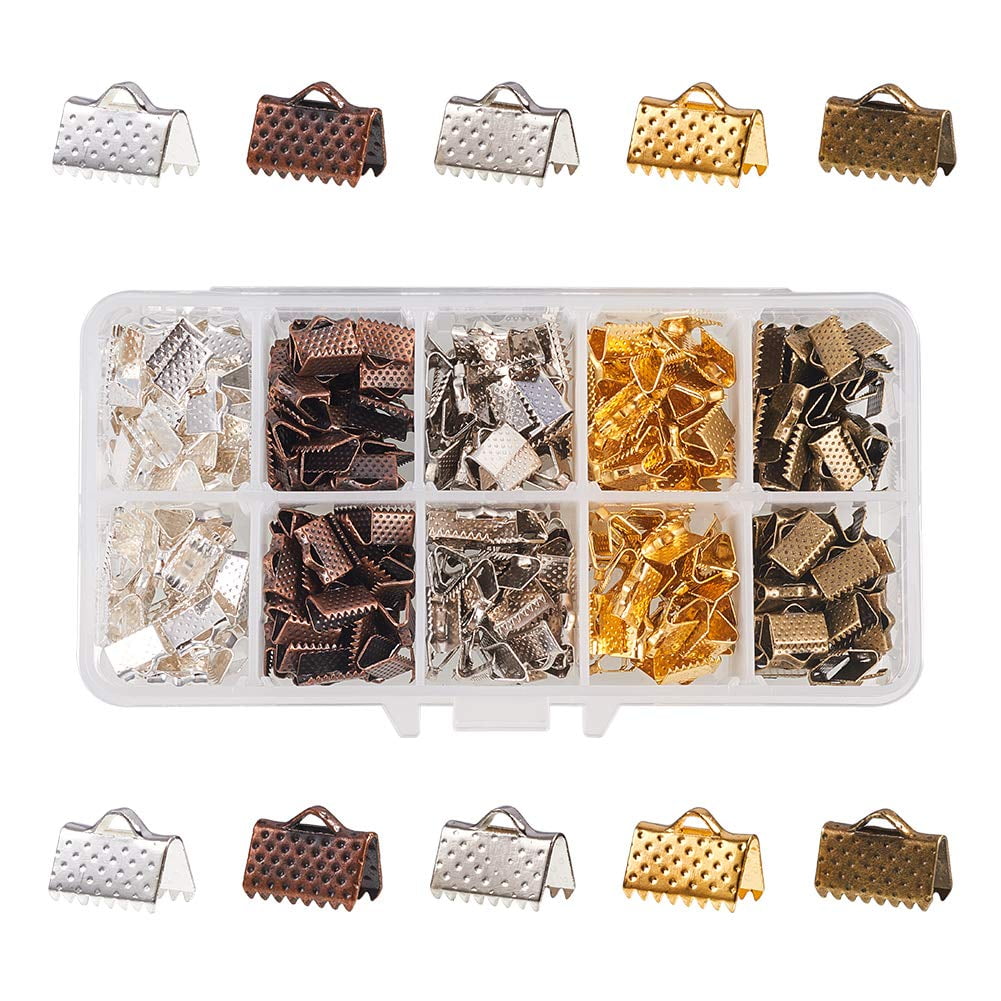 1 Set 400PCS 5 Color Iron Ribbon Ends Bracelet Bookmark Pinch Clamp ...