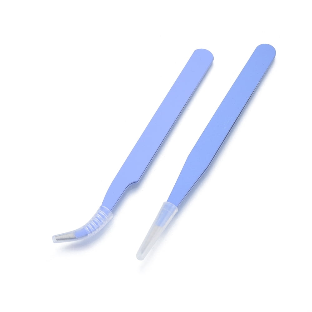 1 Set 401 Stainless Steel Tweezers Set with Flat Bent Tip Tweezers ...