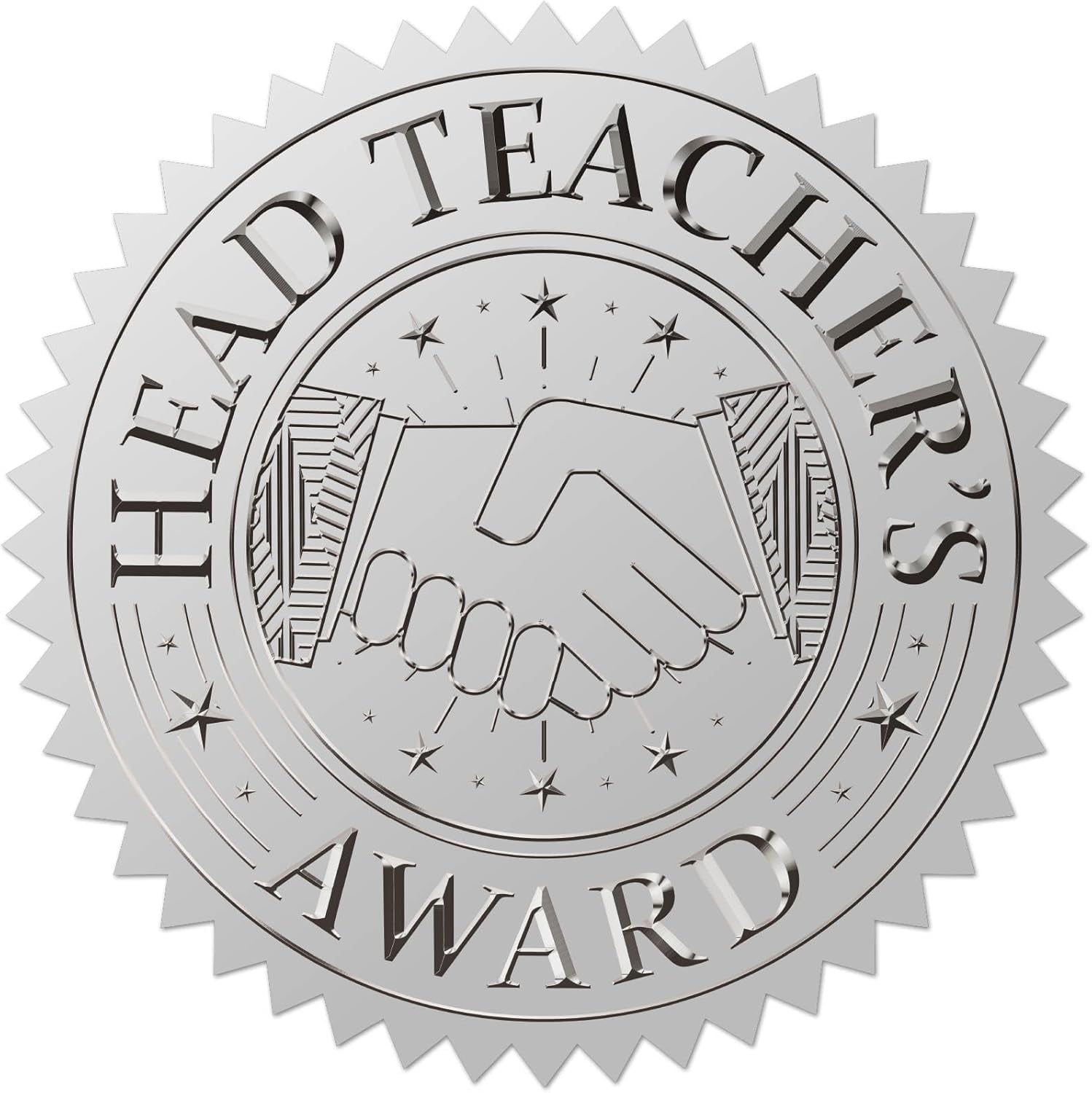 1 Set 408pcs 2 Inch Handshake Silver Foil Stickers Head Teacher's Award ...