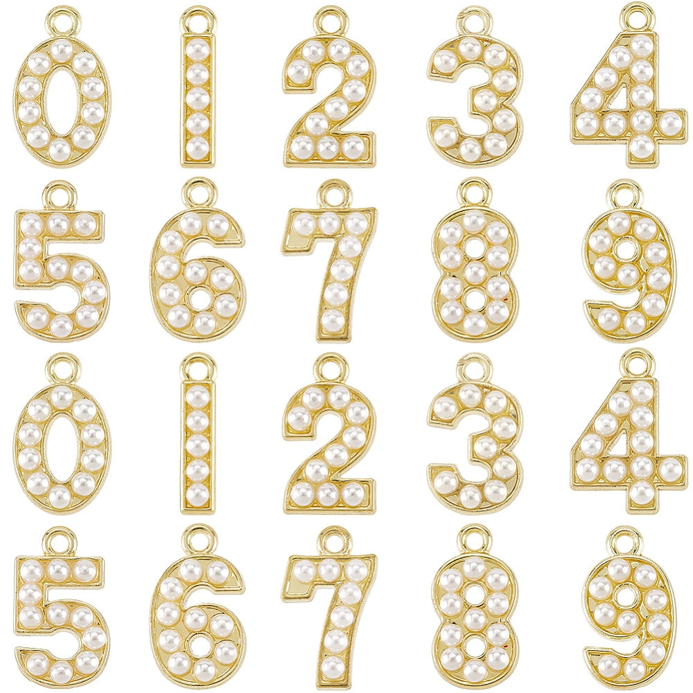 1 Set 40Pcs 10 Styles Alloy Pendants with Plastic Imitation Pearl Beads ...