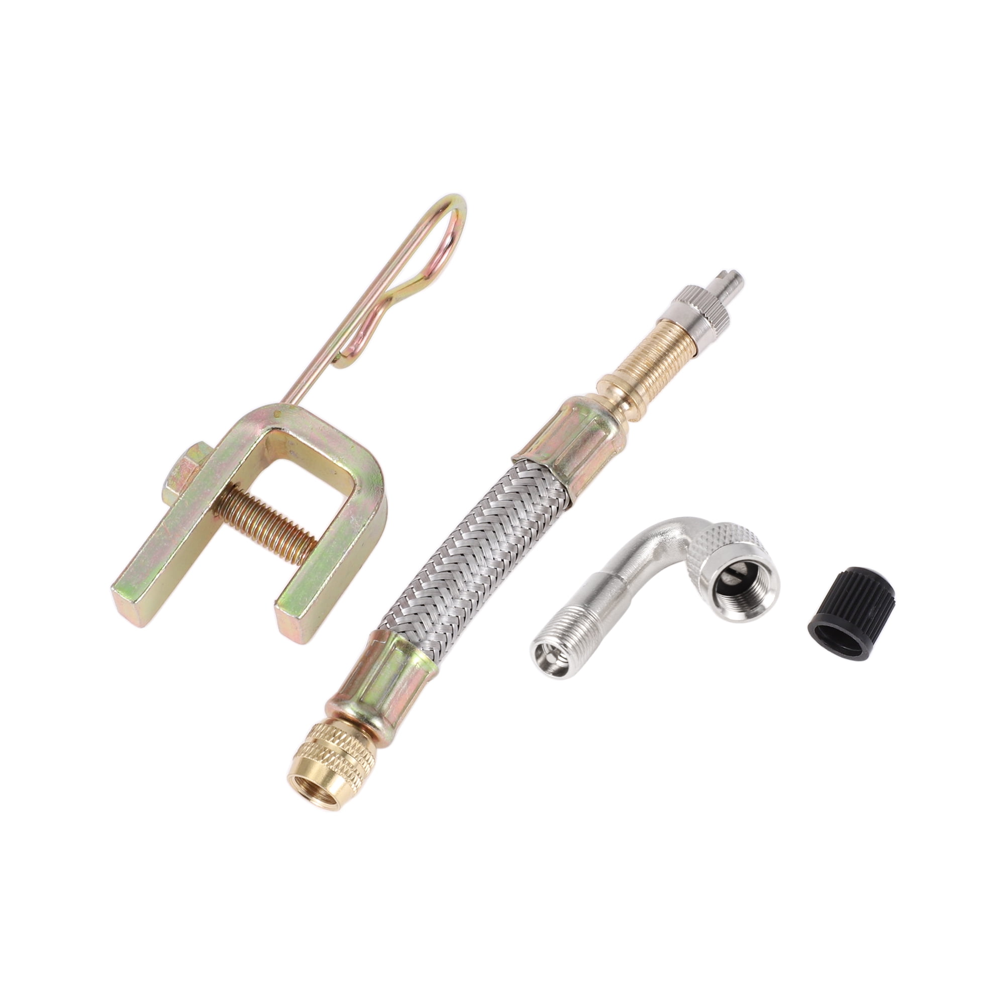 1 Set 45 Degrees Copper Tire Valve Extension with Flexible Stainless ...