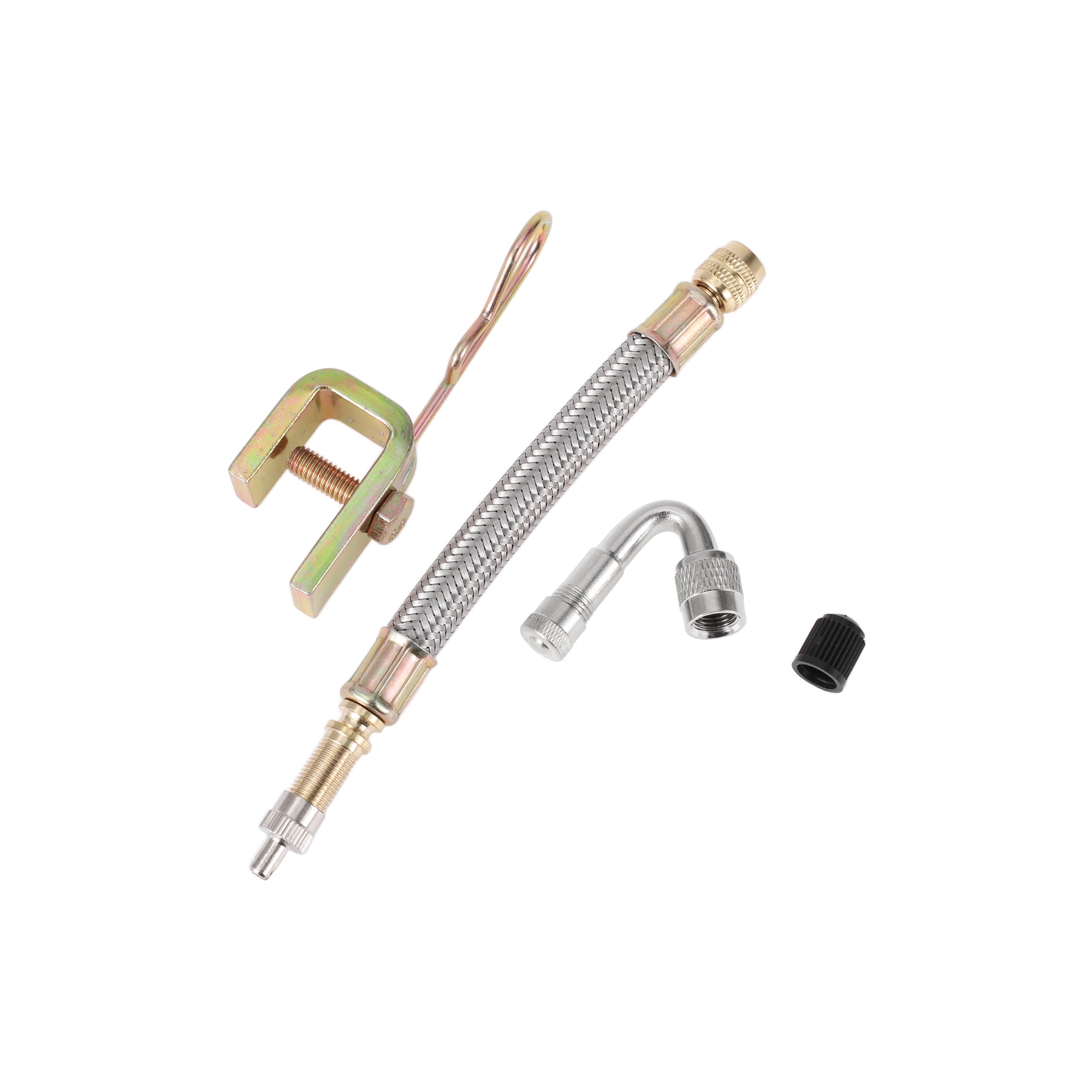1 Set 45 Degrees Copper Tire Valve Extension with Flexible Stainless ...