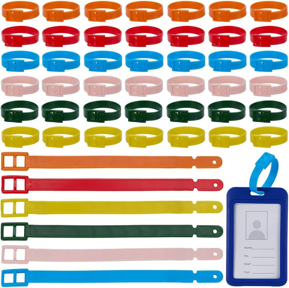 1 Set 48 Pcs 6 Colors Plastic Luggage Tag Strap with Secure Post and ...
