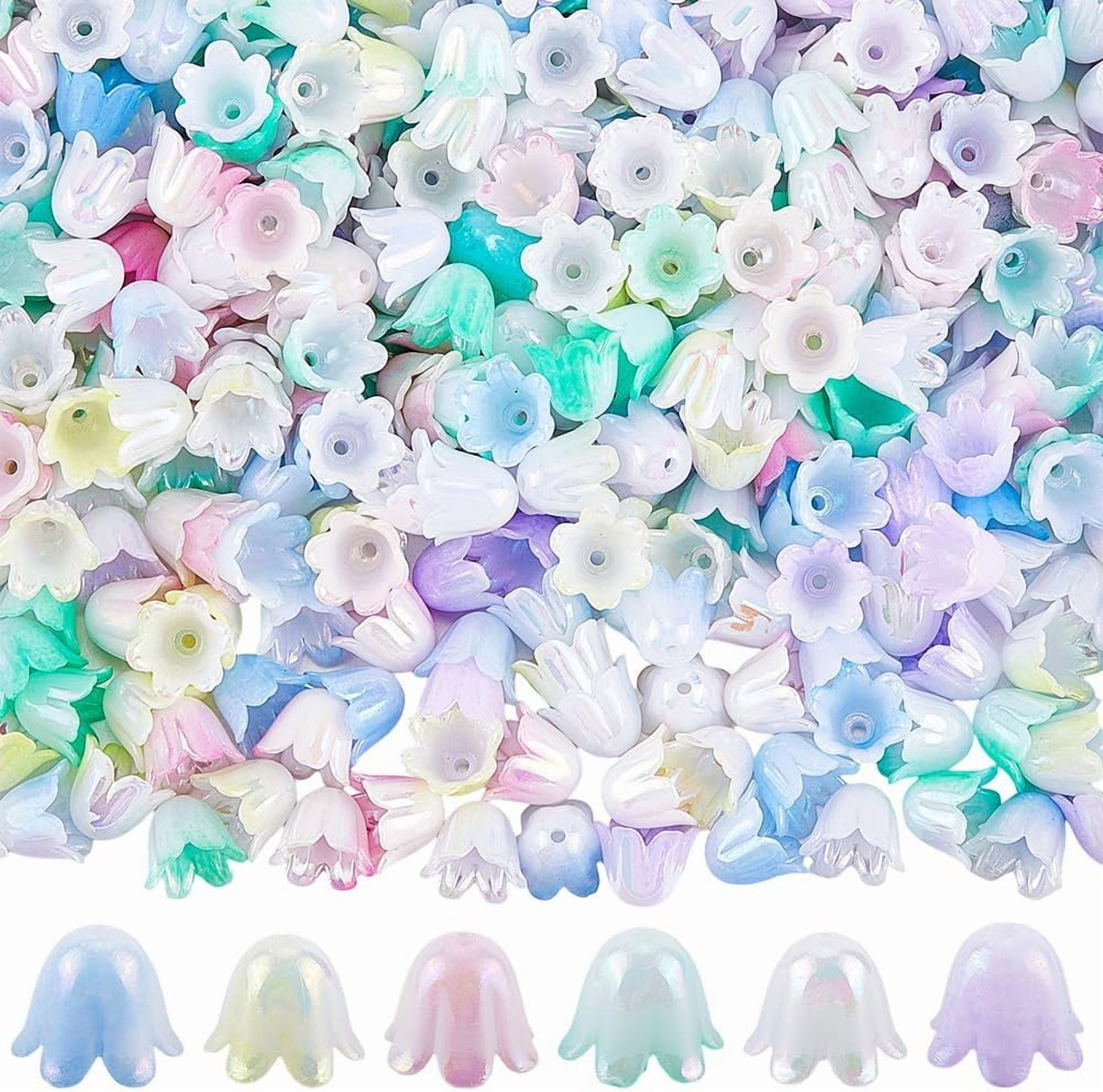 1 Set 480Pcs 6 Colors Plastic Bead Caps 5-Petal Flower Mixed Color 11mm ...