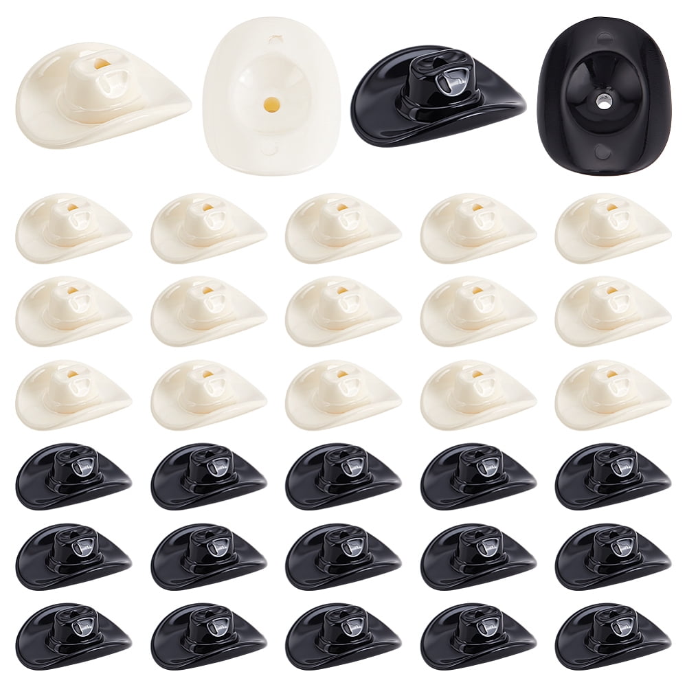 1 Set 48Pcs 2 Colors Opaque Acrylic Beads Cowboy Hat Mixed Color ...