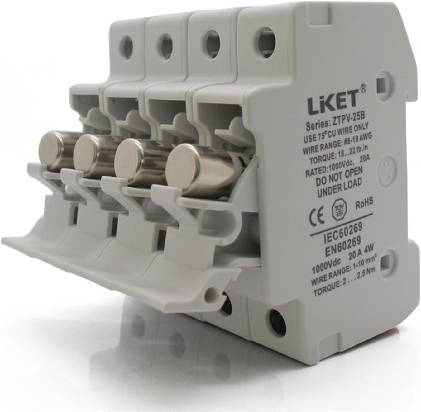 1 Set 4P 10/20A 1000V DC Fuse Holder with Fuse Fusible 10x38 gPV, Fuse Base for Solar System ...