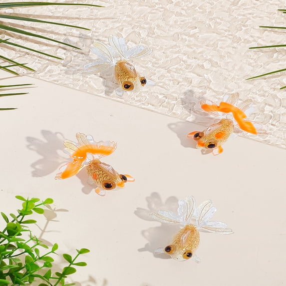 1 Set 4Pcs 2 Colors Translucent Resin Pendants Gold fish Charms Mixed ...