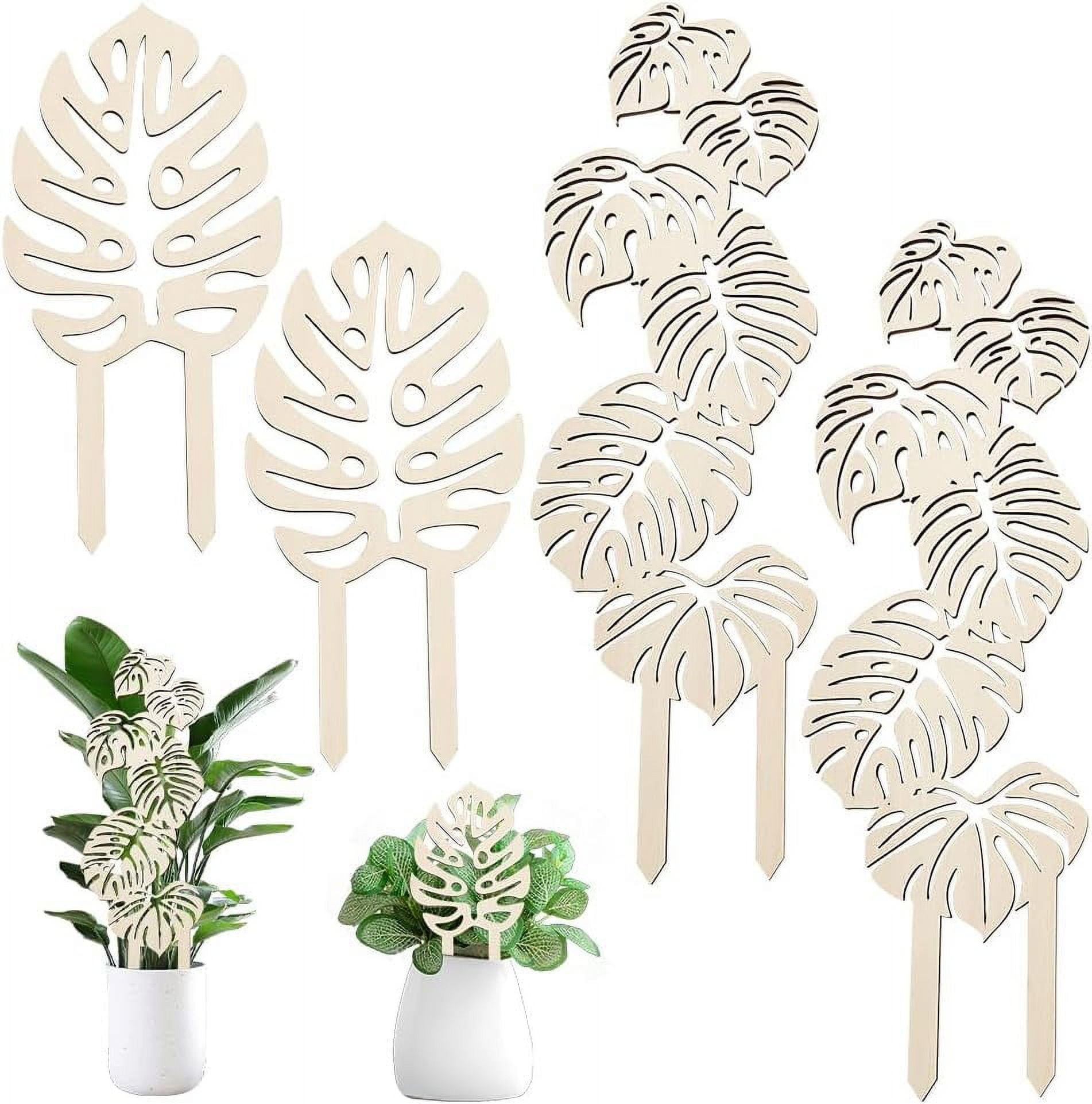 1 Set 4Pcs 2 Style Wood Plant Trellis Monstera Leaf Wood Trellis for ...