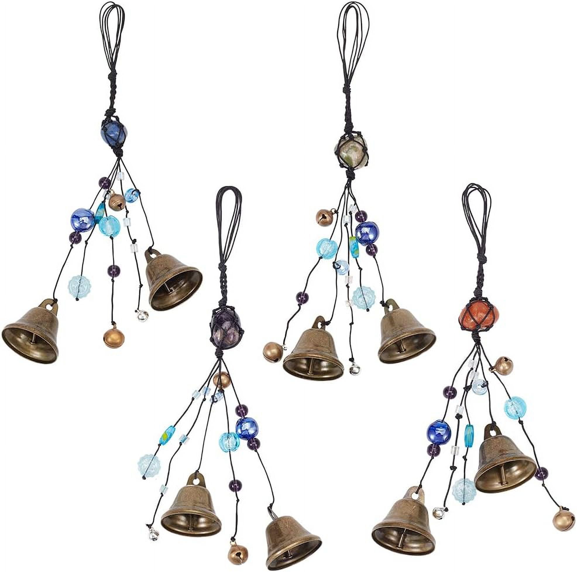 1 Set 4Pcs 4 Styles Iron Bell Pendant Decoraions with Glass & Gemstone ...