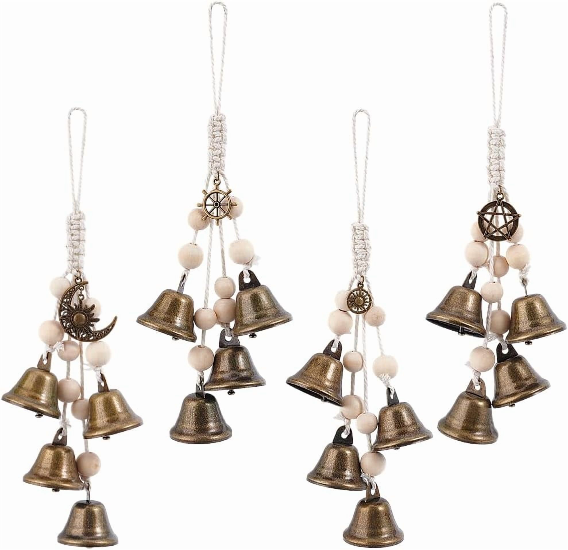 1 Set 4Pcs 4 Styles Iron Bell Pendant Decoration Alloy Star & Wood ...