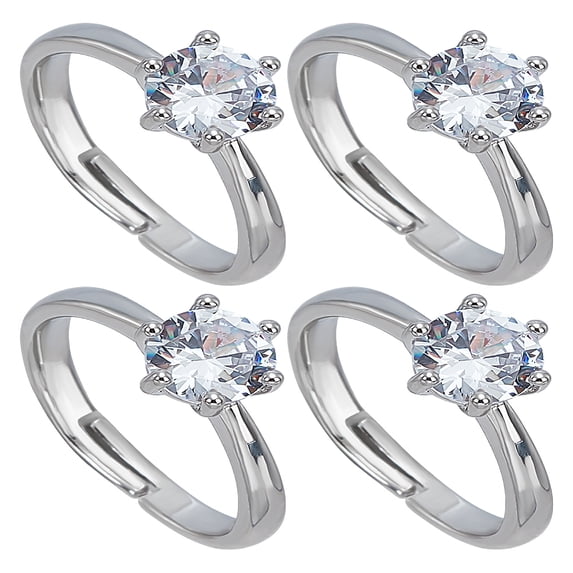 1 Set 4Pcs Adjustable Brass Micro Pave Cubic Zirconia Finger Rings for ...