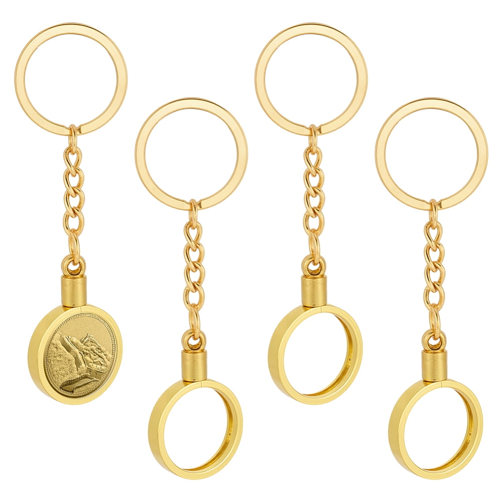 1 Set 4Pcs Alloy Keychain Rings Ring Golden 102mm - Walmart.com