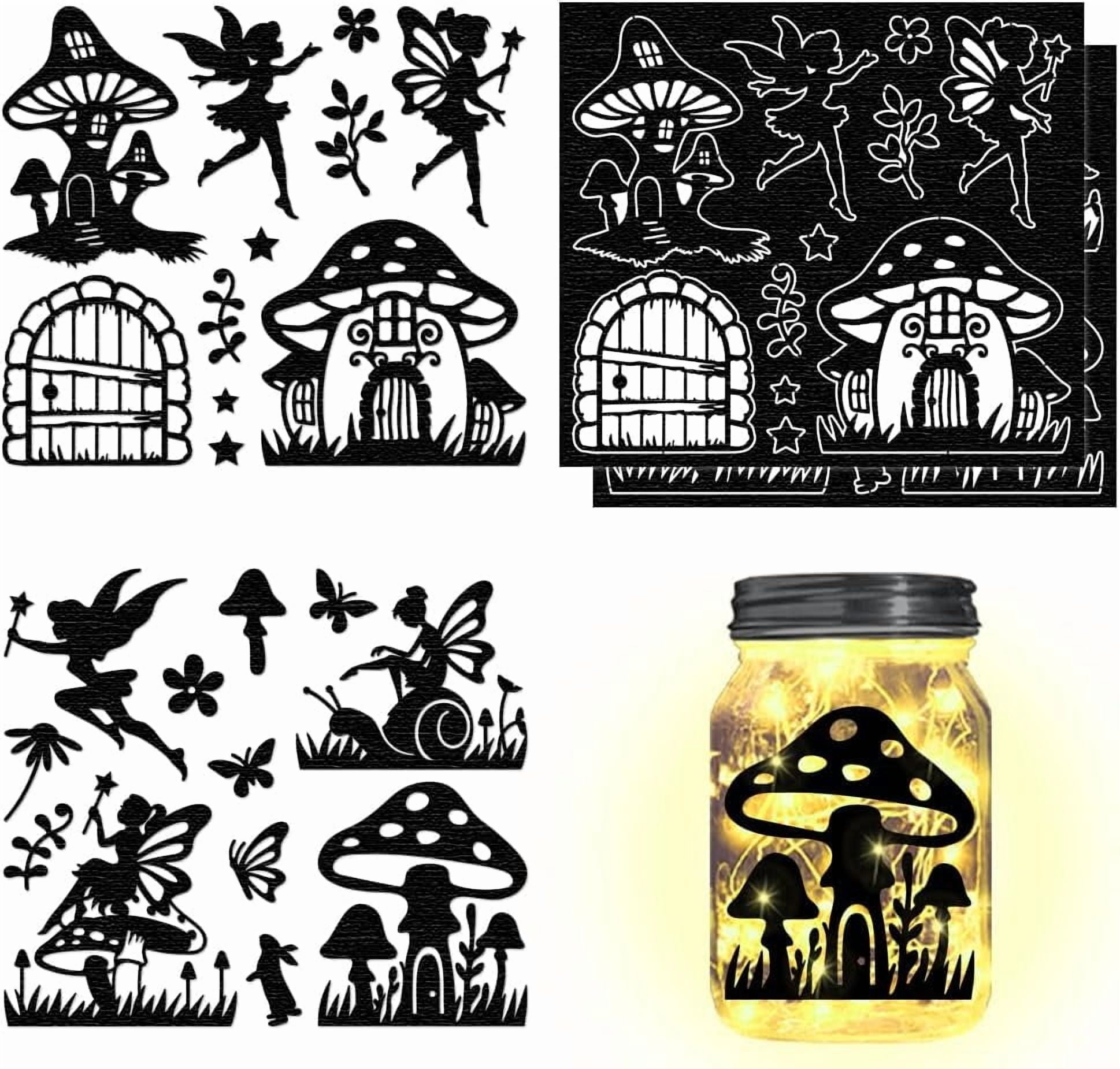 1 Set 4Pcs Fairy Silhouettes Laser Cutouts Decals Mushroom Butterfly ...