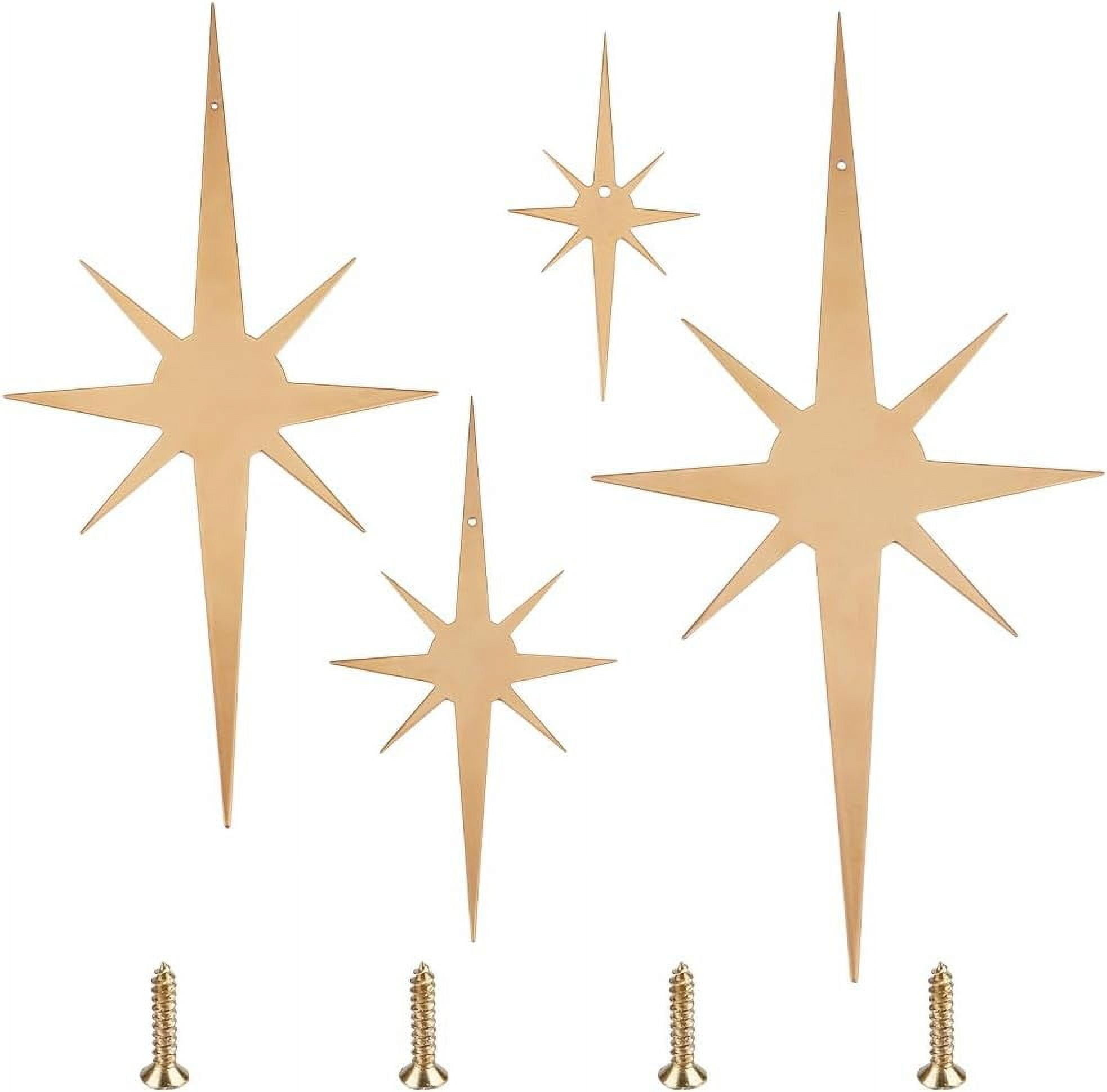 1 Set 4Pcs Metal Star Wall Decor 8 Pointed Atomic Stars Wall Hangings 3 ...