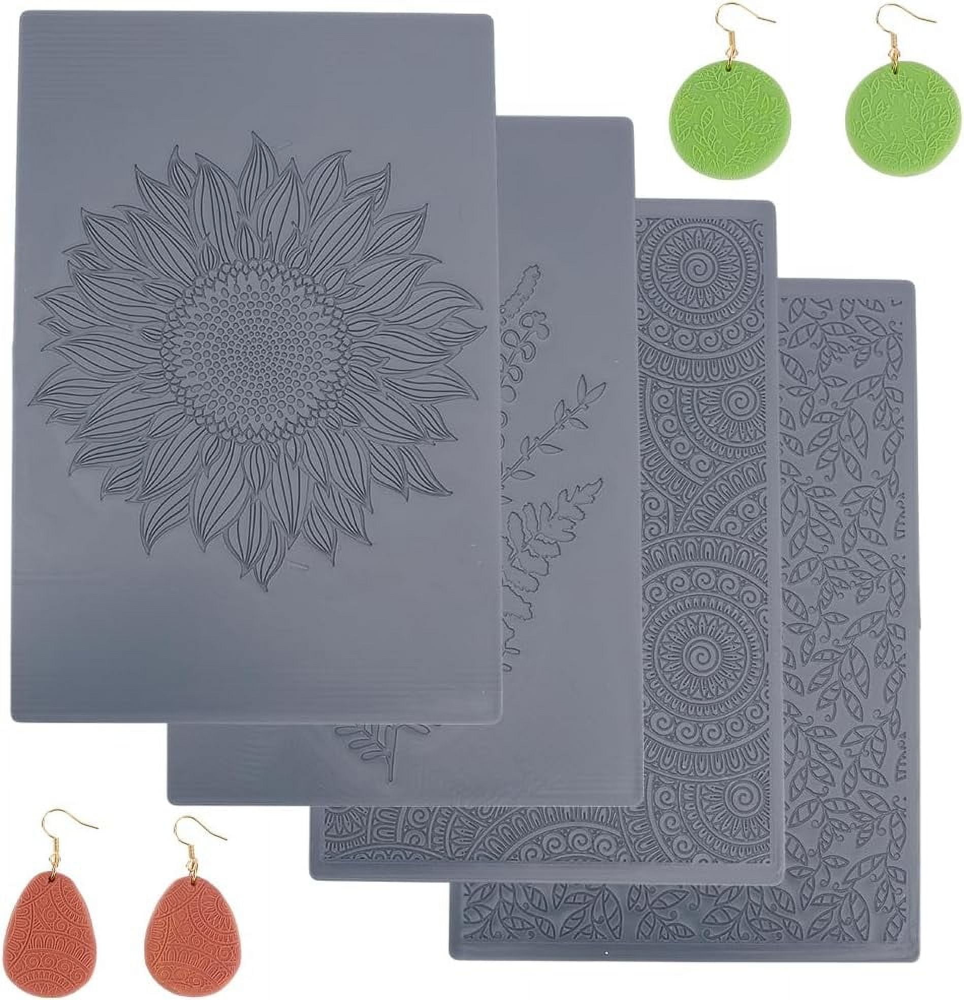 1 Set 4pcs Polymer Clay Texture Sheets Set Texture Sheets Polymer Clay ...