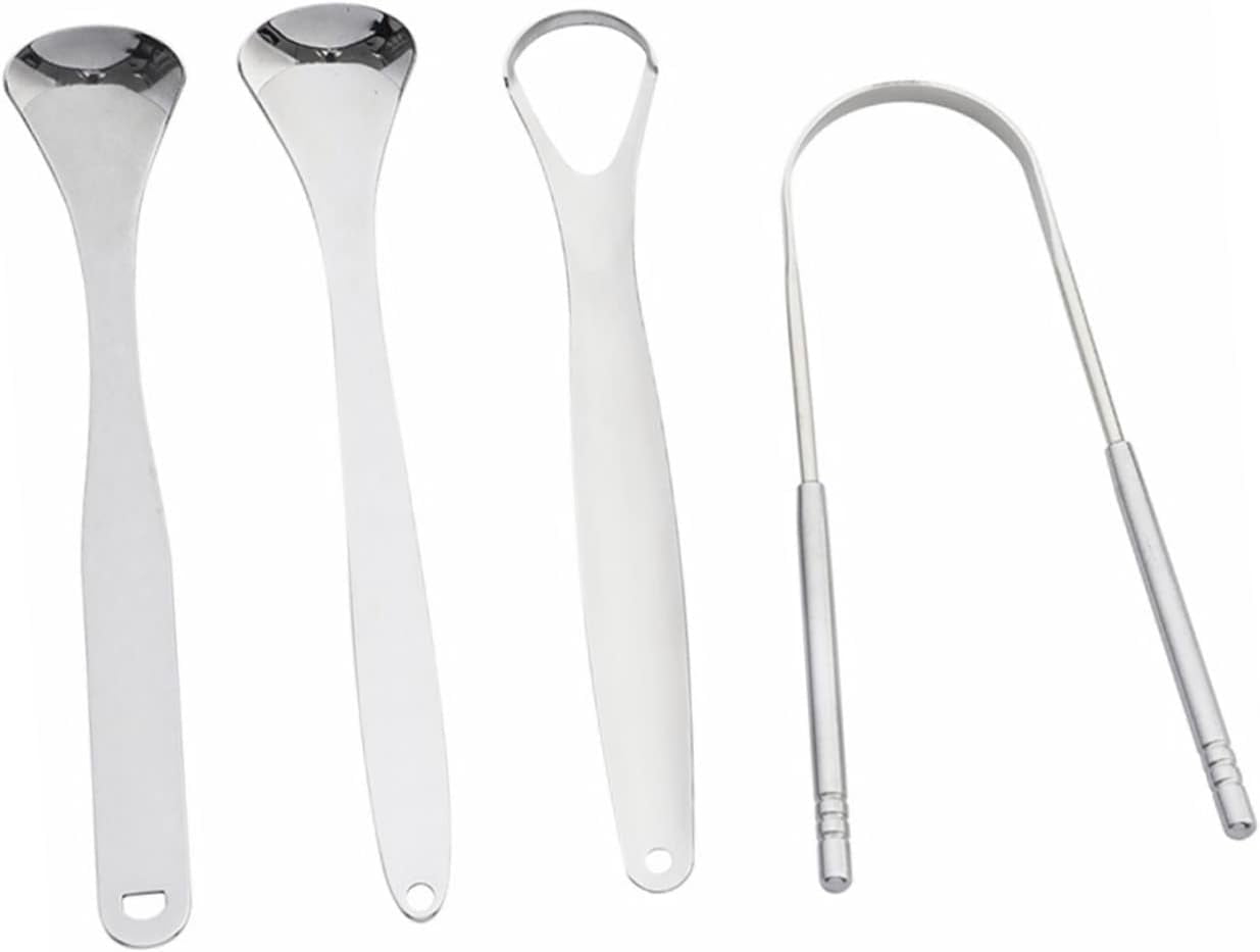 1 Set/4pcs Tongue Cleaning Metal Spatula Metallic Tongue Scraper Metal ...