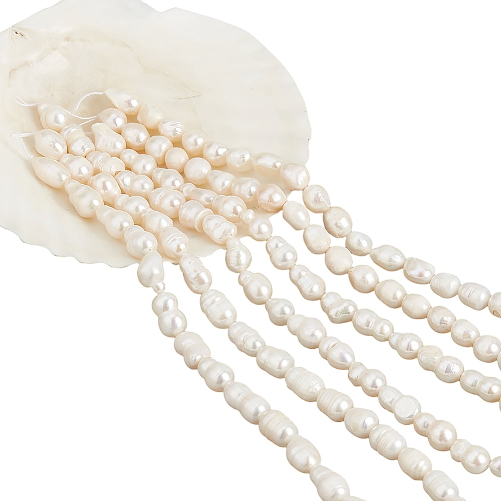 1 Set 5 Strands Natural Cultured Freshwater Pearl Beads Strands Rice ...