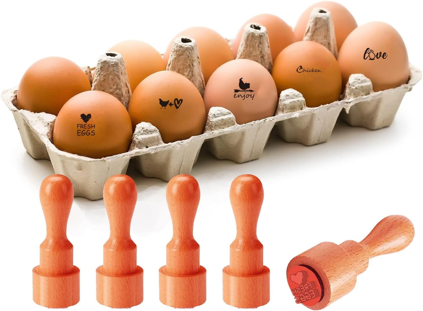 1 Set 5 Styles Egg Stamps Egg Rubber Stamp for Fresh Eggs DIY Mini Egg ...