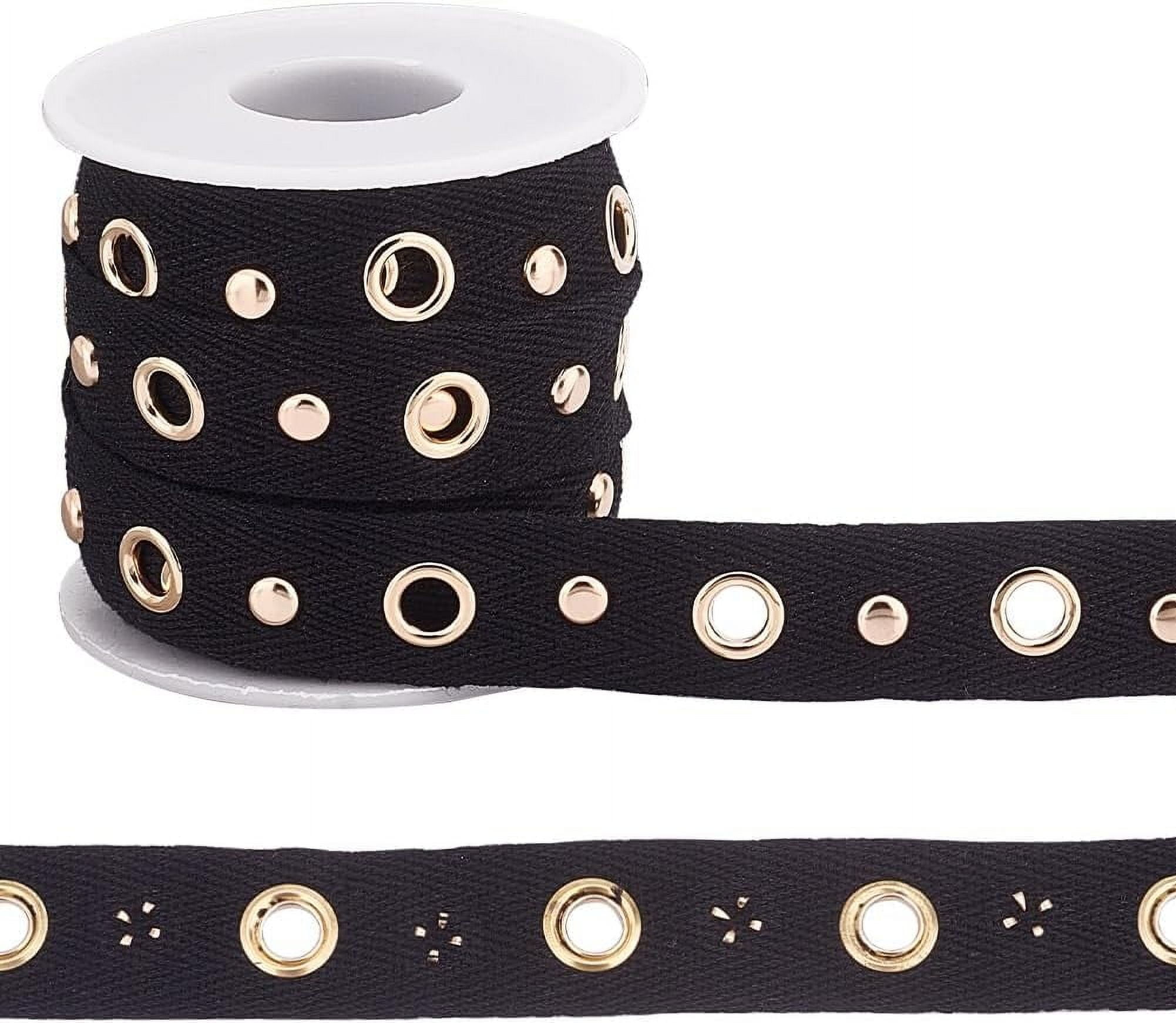 1 Set 5 Yards(4.5m) Grommet Tape 0.79inch(20mm) Wide Black Flat ...