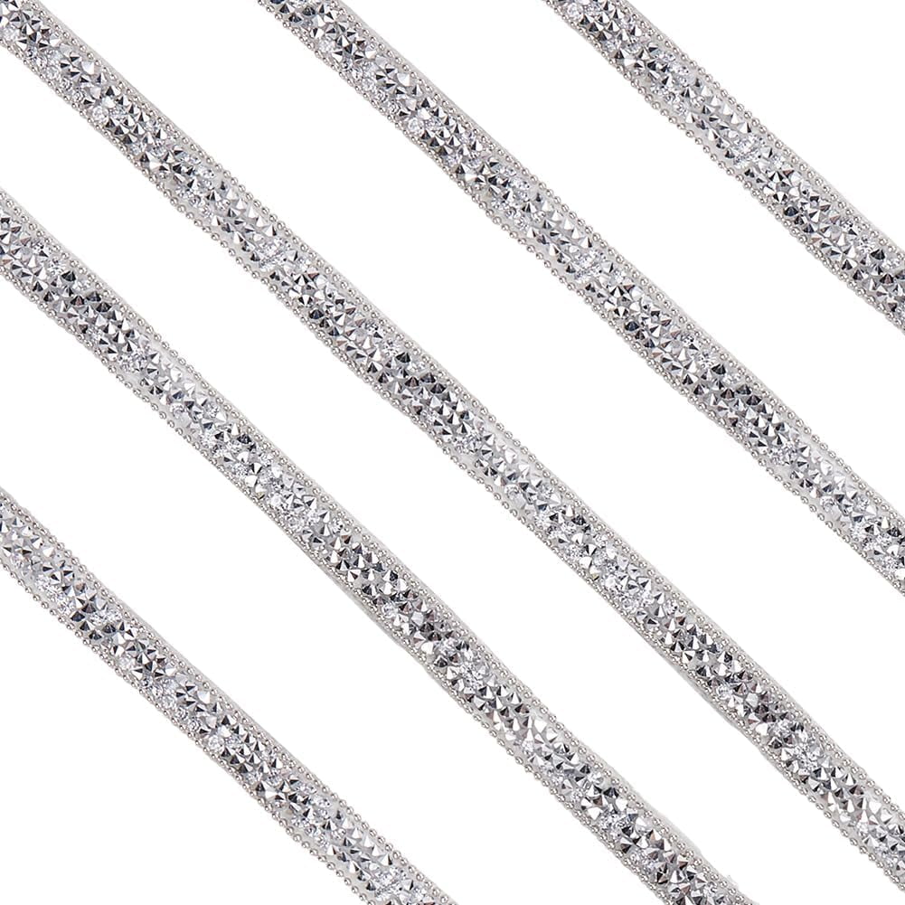 1 Set 5 Yards Silver Rhinestone Ribbon Self Adhesive Rhinestone Strips ...