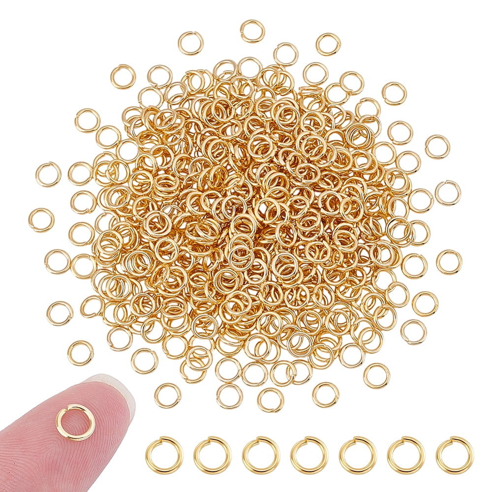 1 Set 500Pcs 304 Stainless Steel Open Jump Rings Real 24K Gold Plated ...