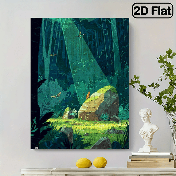 1 Set (500pcs) DIY Paper Puzzle: Tranquil Forest Birds, Rock Greenery ...