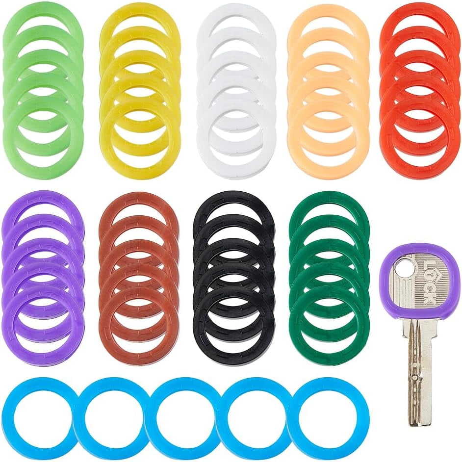 1 Set 50Pcs 10 Colors Key Cap Covers Key Identifier Rings Plastic Key ...
